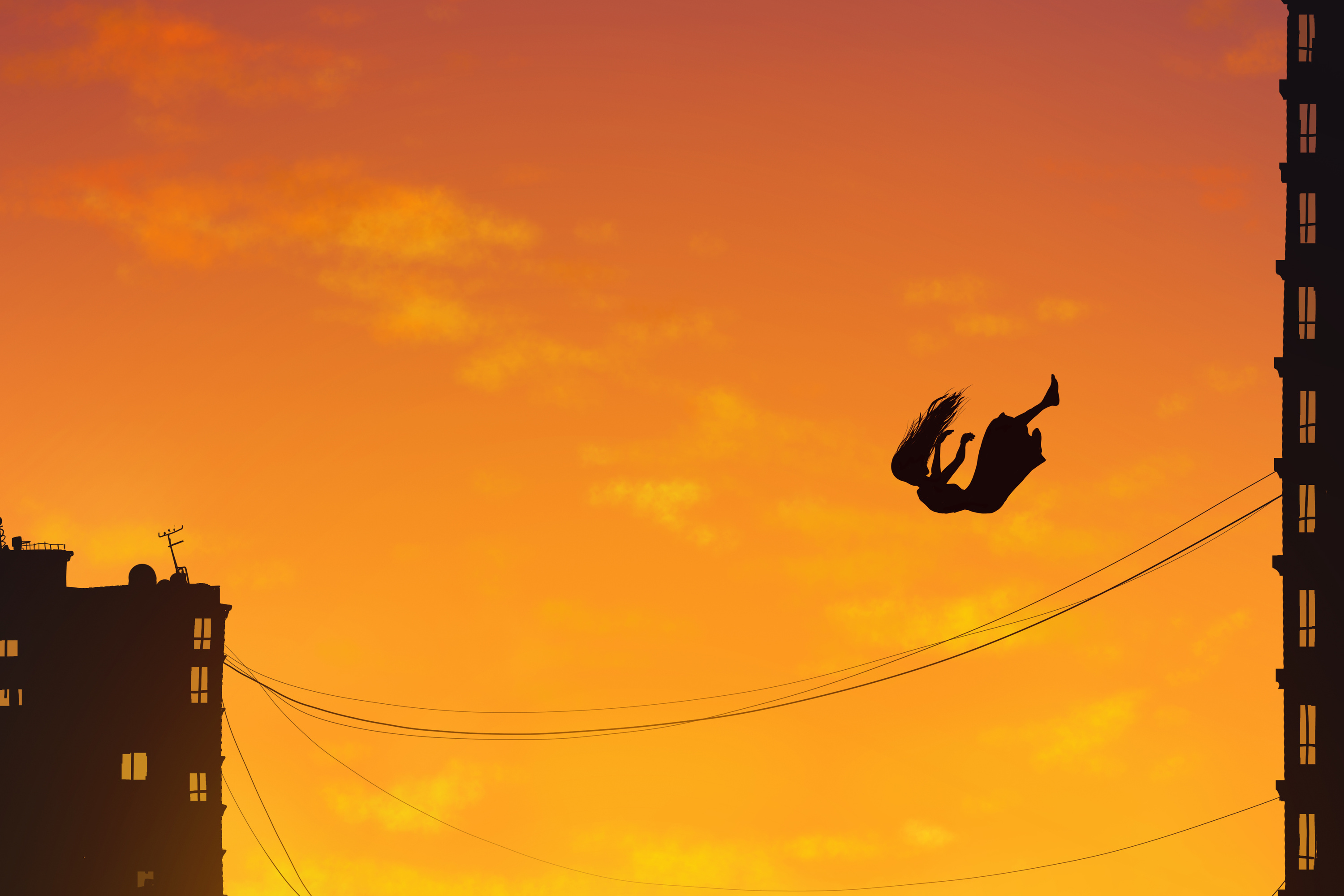 3000x2000 Girl Jumping Between Buildings At Sunset Wallpaper,3000x2000 ...