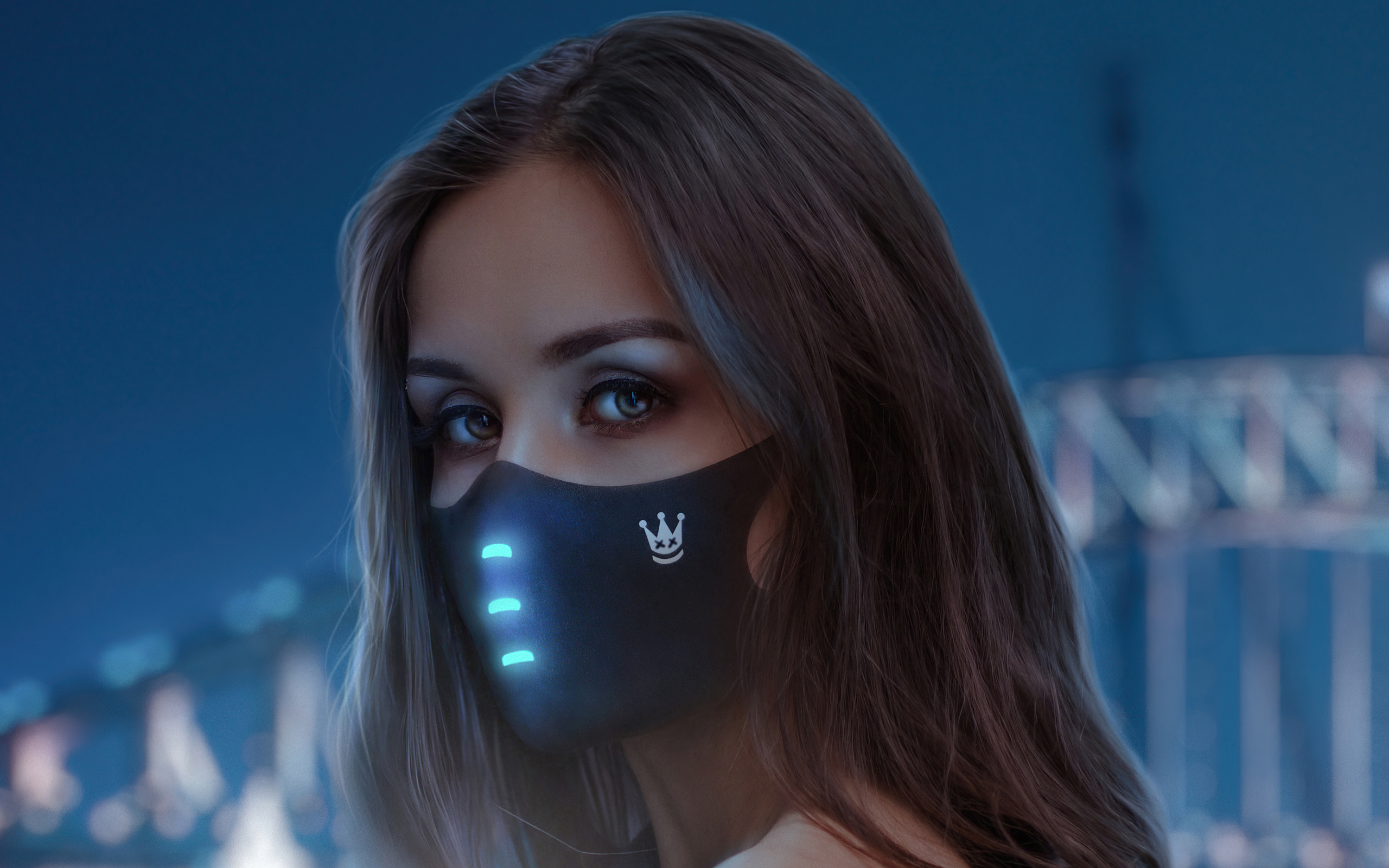 2560x1600 Girl Lightning Mask Looking Back 5k Wallpaper,2560x1600 ...