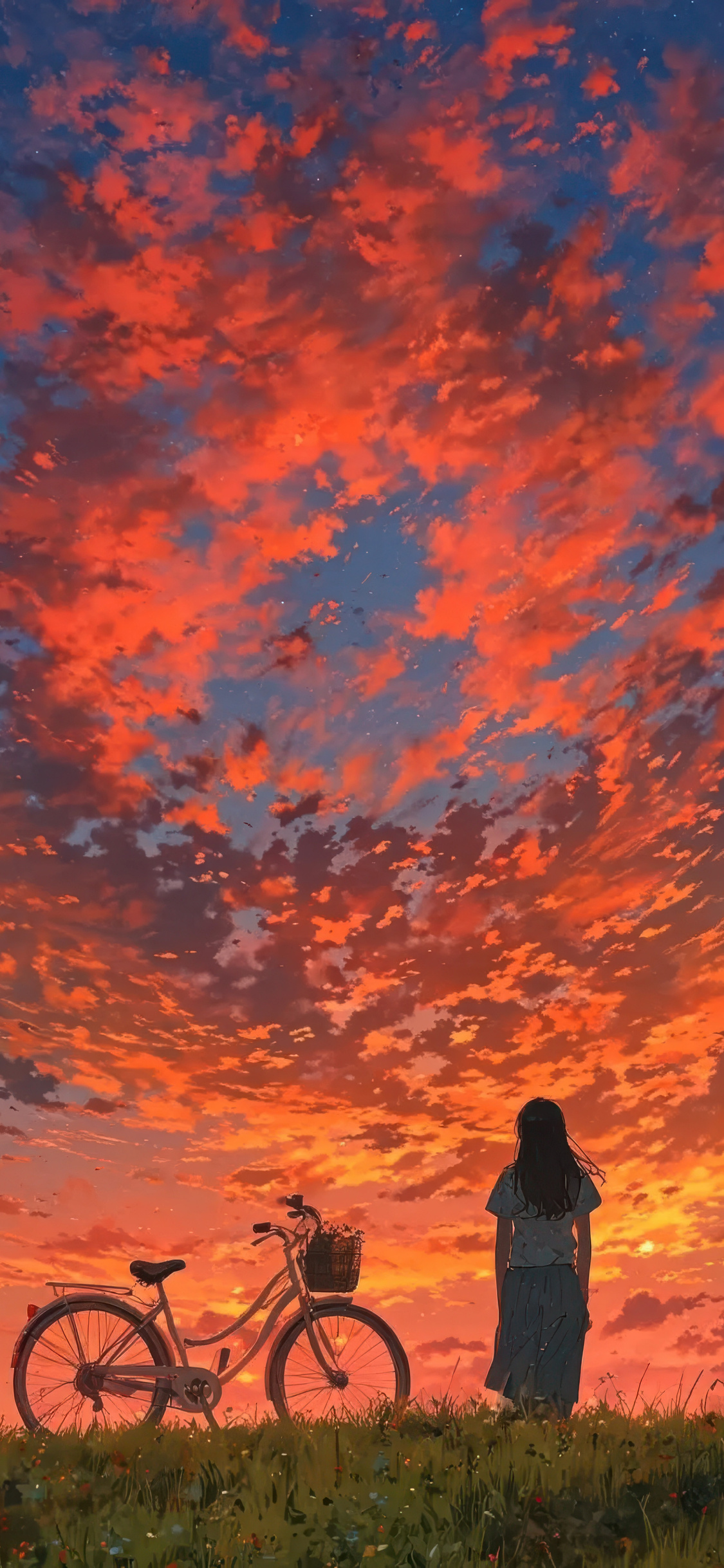 1125x2436 Girl With Cycle Golden Hour Goodbye Iphone XS,Iphone 10 ...