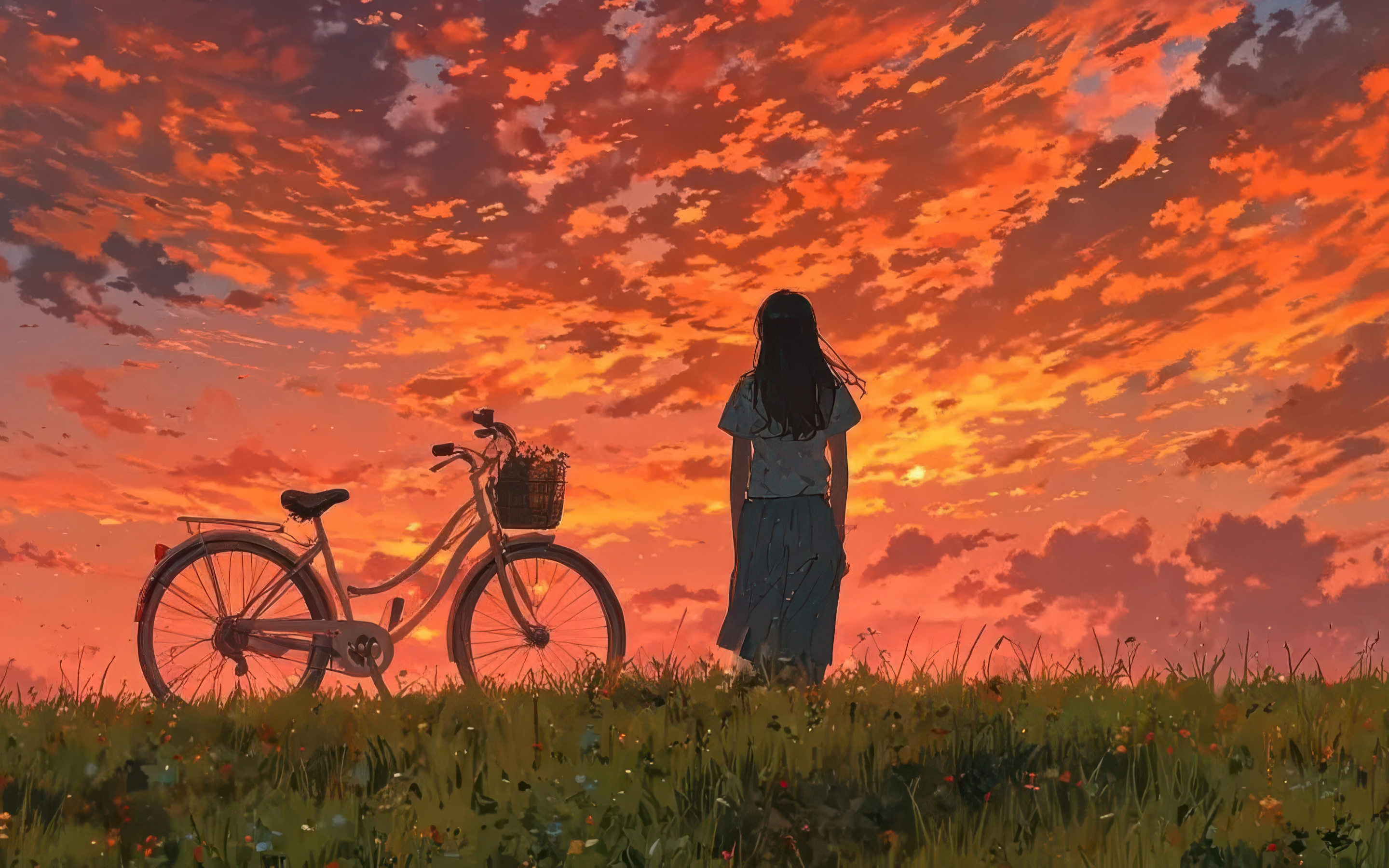 2880x1800 Girl With Cycle Golden Hour Goodbye Macbook Pro Retina ,HD 4k ...