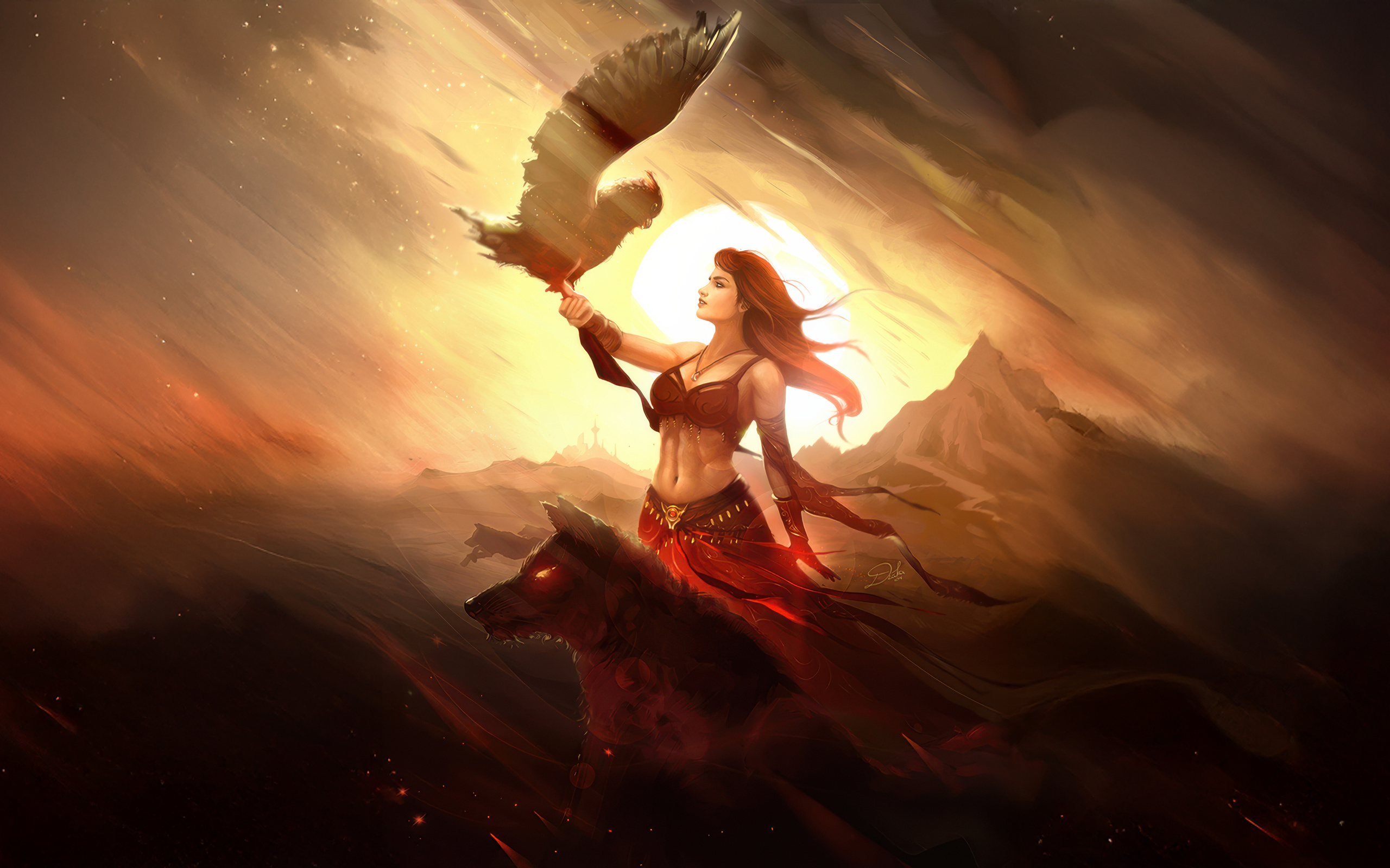 2560x1600 Girl With Ember Wolf And Sky Sentinel Wallpaper,2560x1600 Resolution HD 4k Wallpapers ...