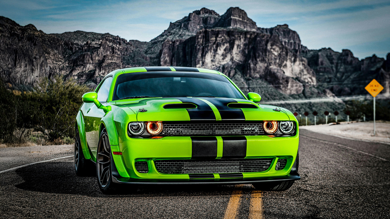 1366x768 Glossy Green Dodge Challenger Laptop HD ,HD 4k Wallpapers ...