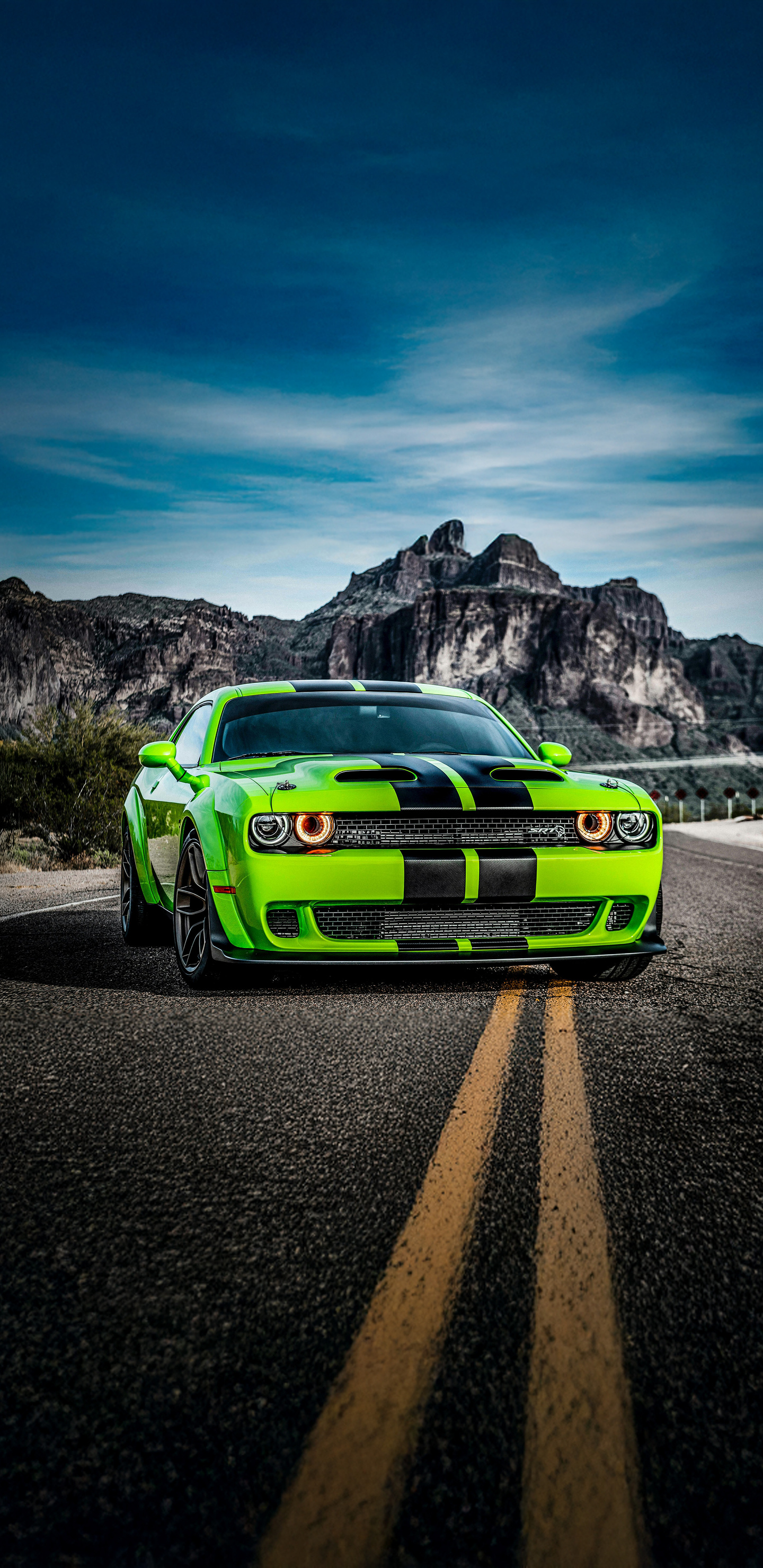 1440x2960 Glossy Green Dodge Challenger Samsung Galaxy Note 9,8, S9,S8 ...