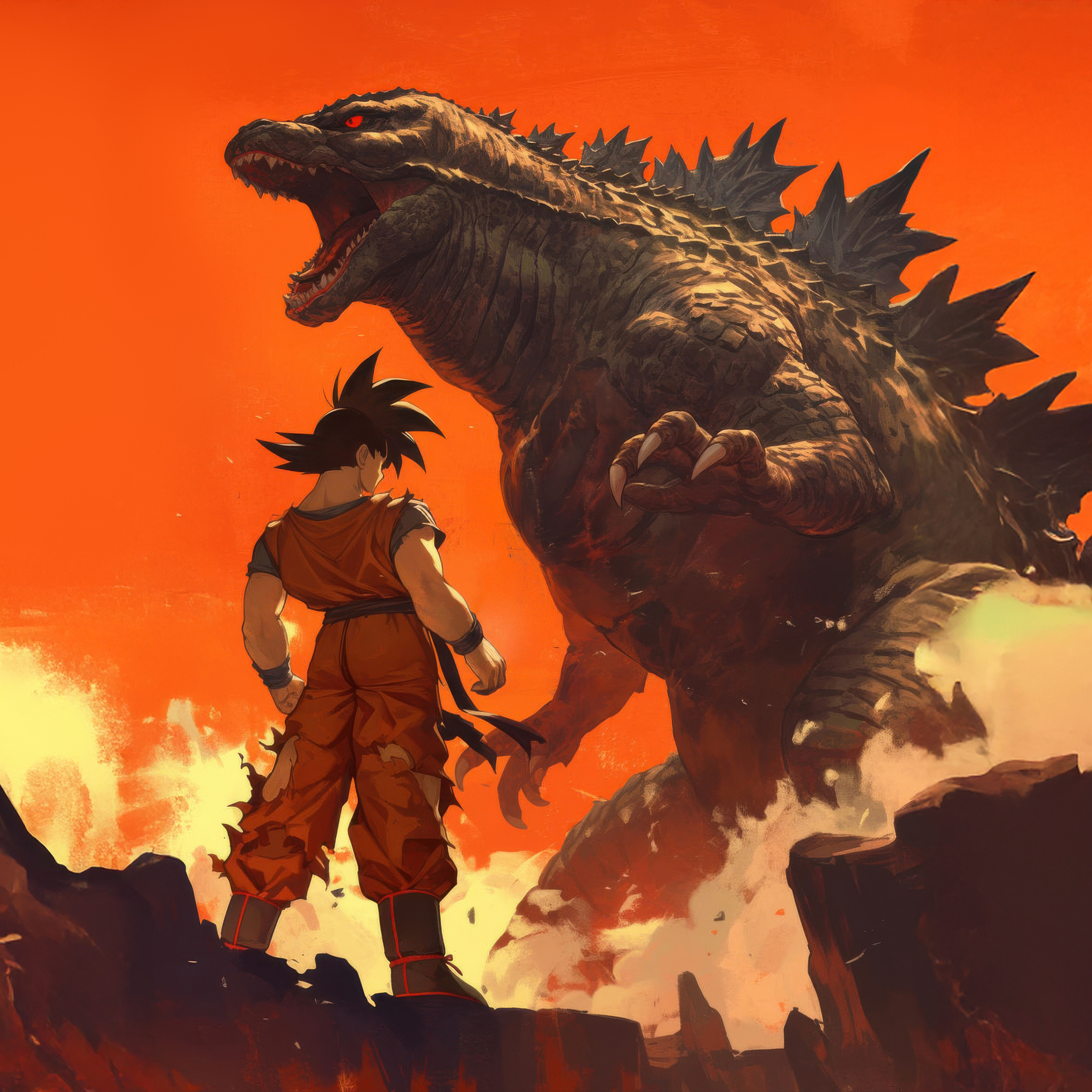 2048x2048 Goku X Godzilla Ipad Air ,HD 4k Wallpapers,Images,Backgrounds ...