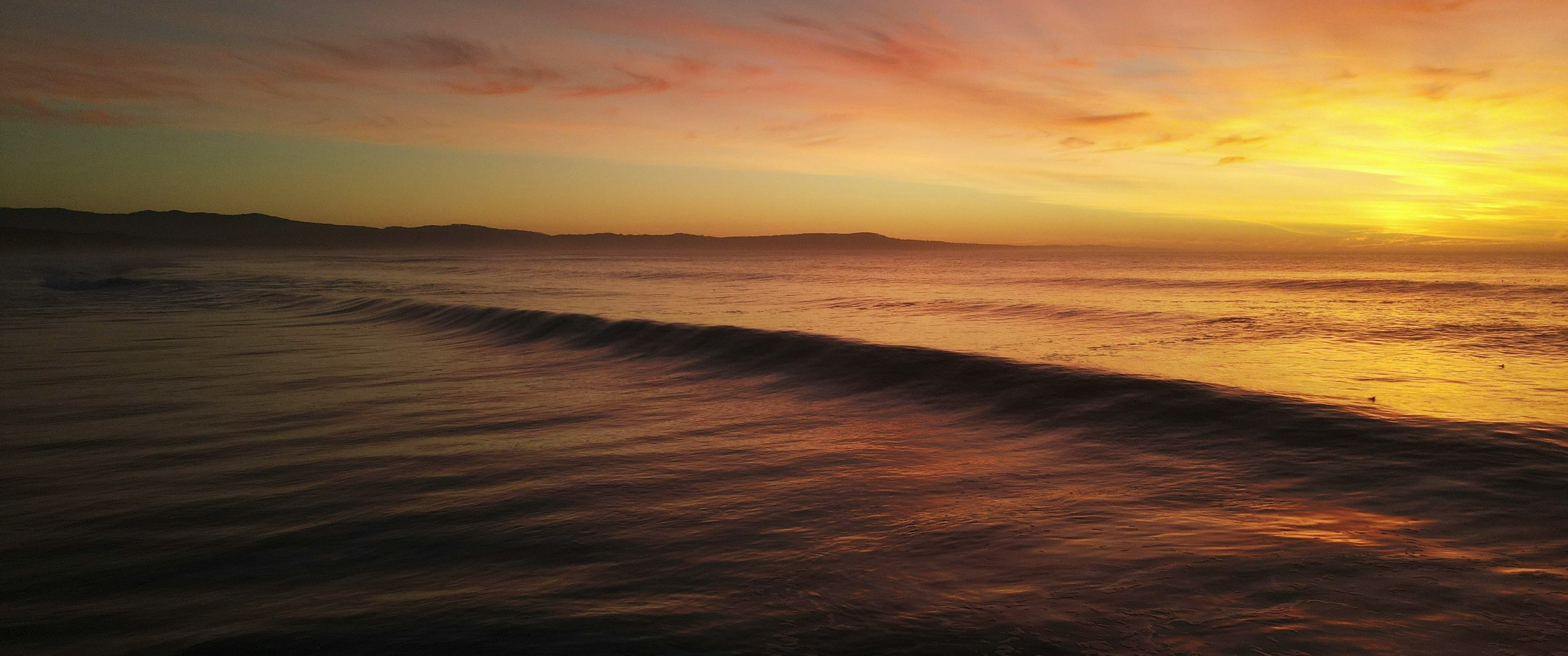 3440x1440 Golden Sunset Wave At Marina State Beach California UltraWide ...