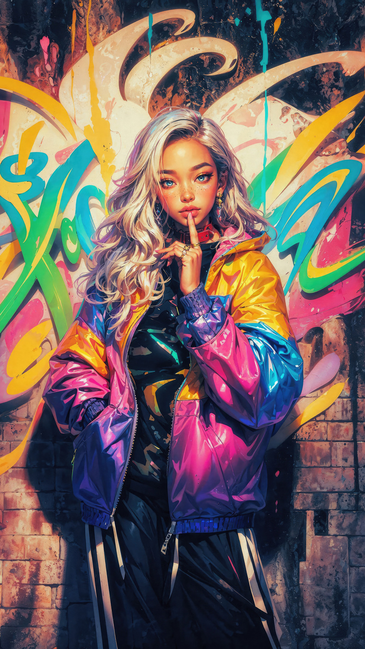 750x1334 Graffiti Girl Of The City iPhone 6, iPhone 6S, iPhone 7 ,HD 4k ...