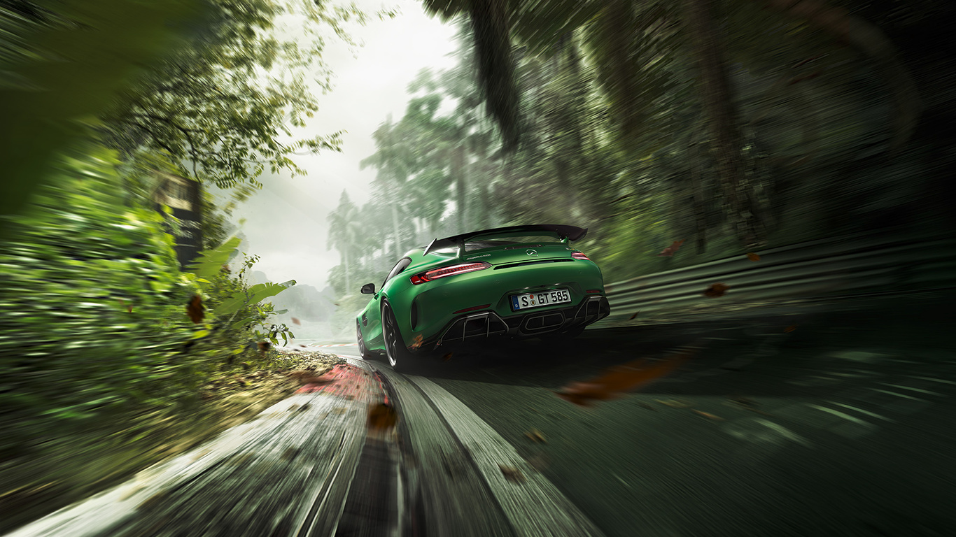 1366x768 Green Mercedes Benz AMG GT R Rear Laptop HD ,HD 4k Wallpapers ...