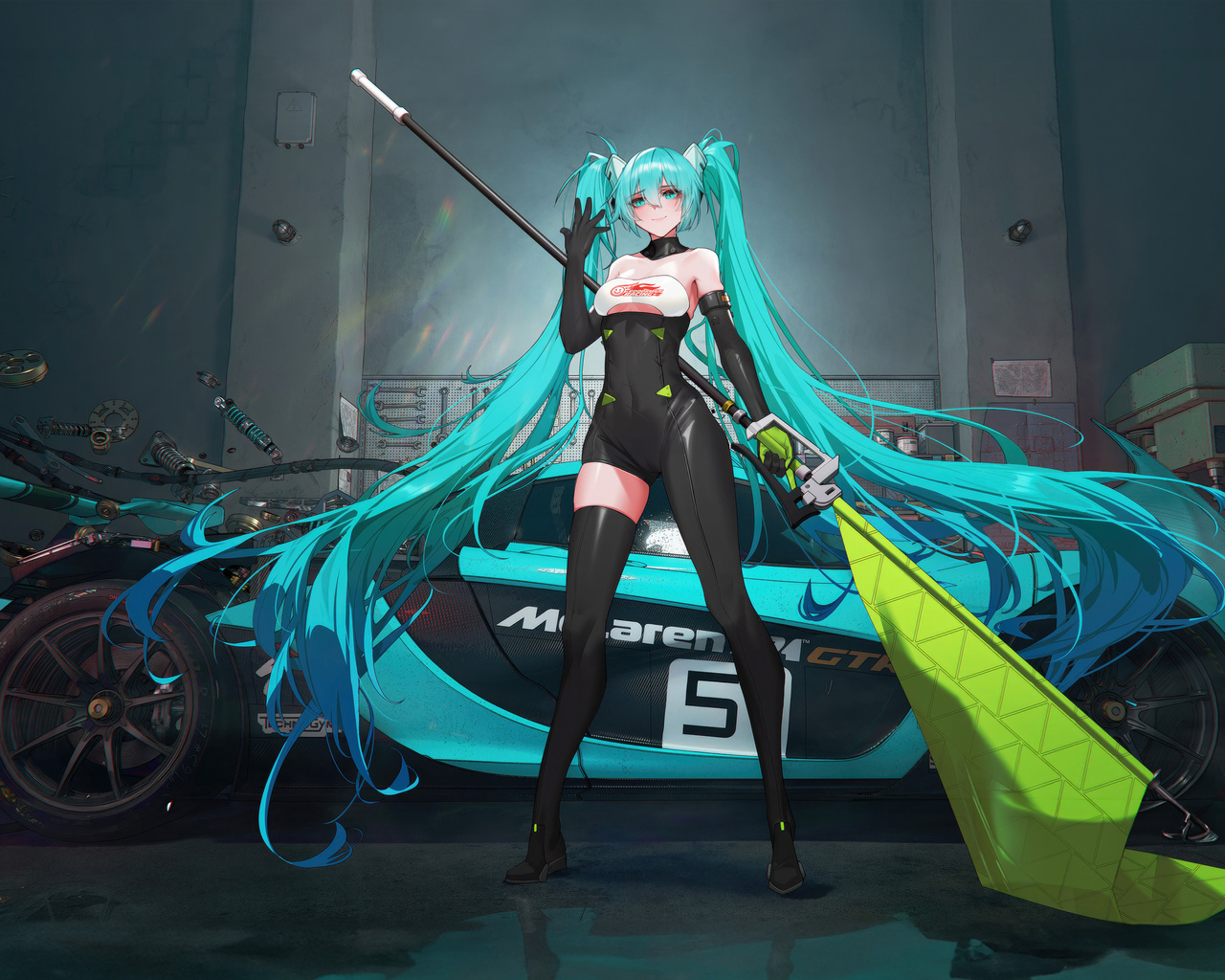 1280x1024 Hatsune Miku Mclaren Gtr And The Fashionable Driver Wallpaper ...