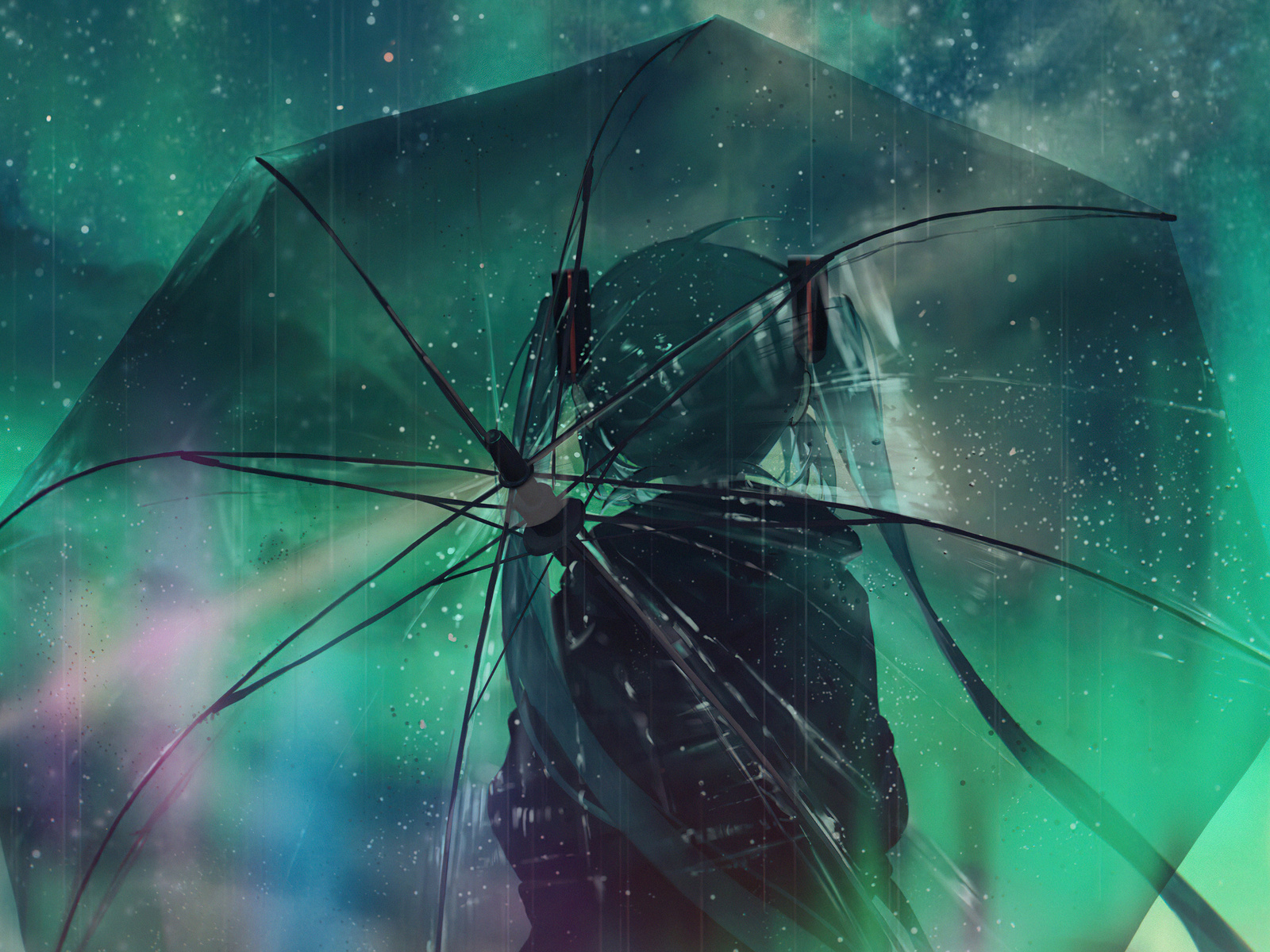 1600x1200 Hatsune Miku Vocaloid In Rain Wallpaper,1600x1200 Resolution ...