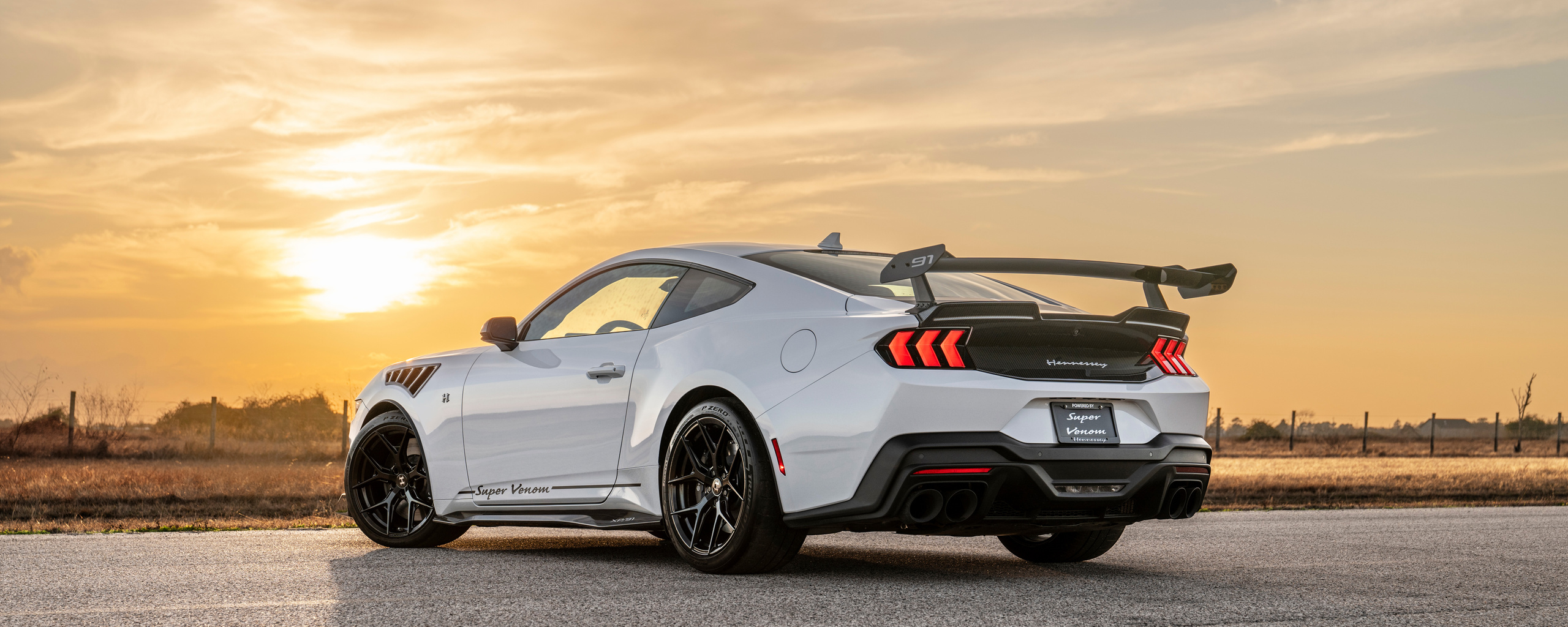 2560x1024 Hennessey Super Venom Mustang Dark Horse Rear View Wallpaper ...