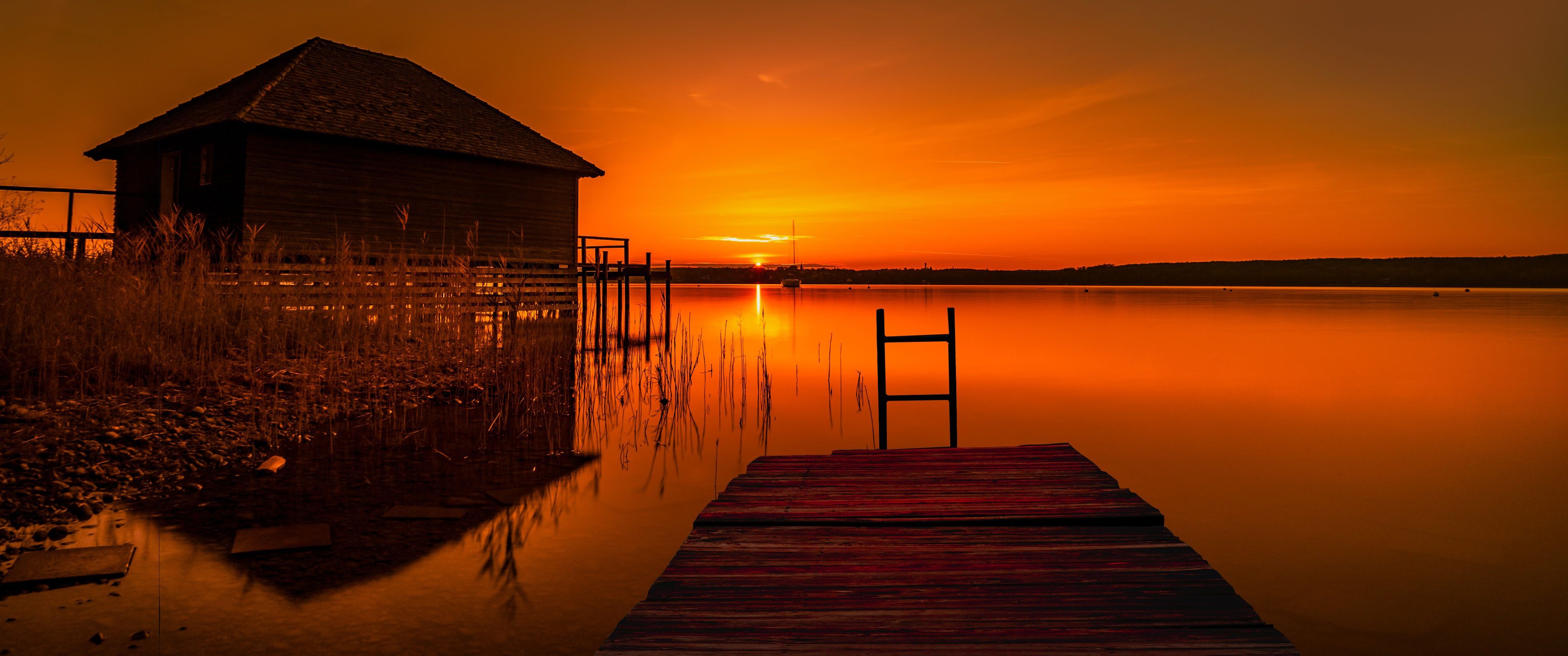 3440x1440 House At Pier Lake UltraWide Quad HD 1440P ,HD 4k Wallpapers ...