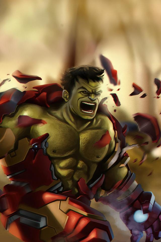 640x960 Hulk Breaking The Iron Hulkbuster iPhone 4, iPhone 4S ,HD 4k ...