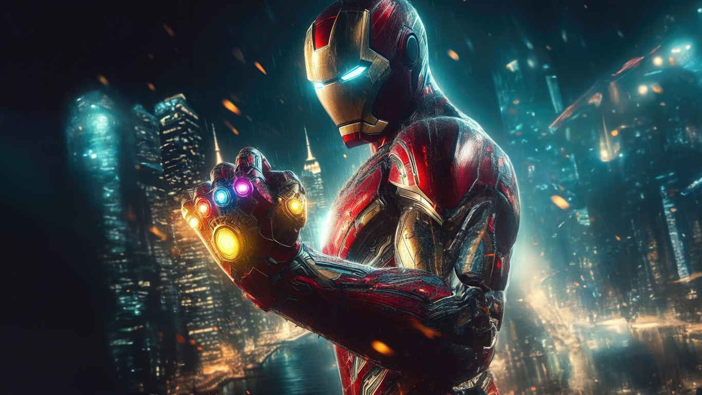 1366x768 Iron Man Wearing Infinity Gauntlet Laptop HD ,HD 4k Wallpapers ...