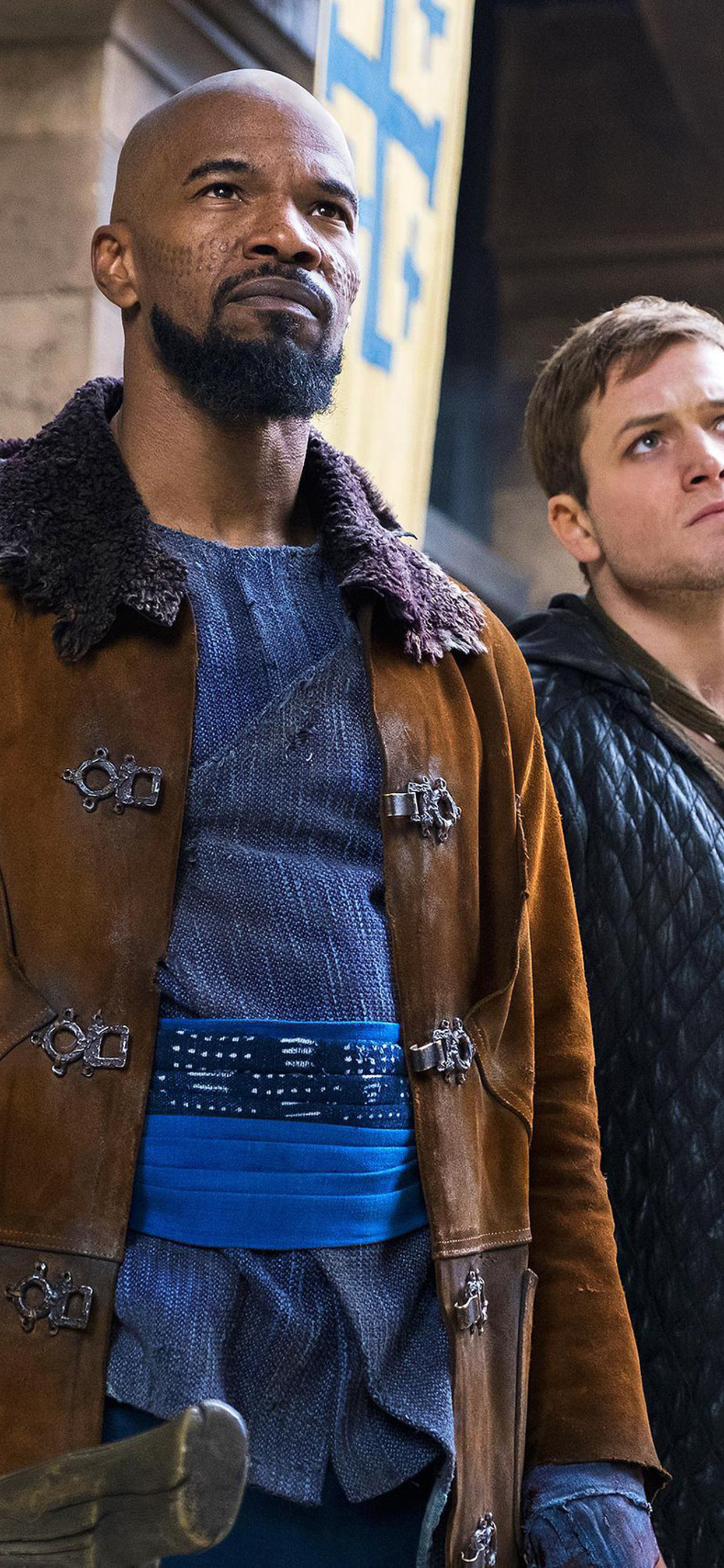 1242x2688 Jamie Foxx As Little John And Taron Egerton In Robin Hood ...
