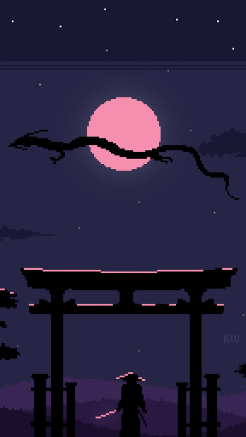 480x854 Japanese Trees Dragon Pixel Art 4k Android One ,HD 4k ...