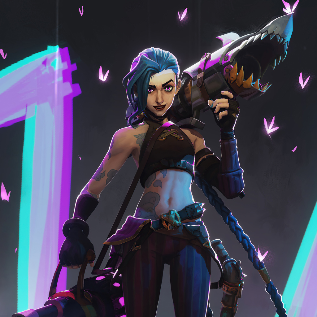 1024x1024 Jinx Arcane With Weapons 5k 1024x1024 Resolution HD 4k ...
