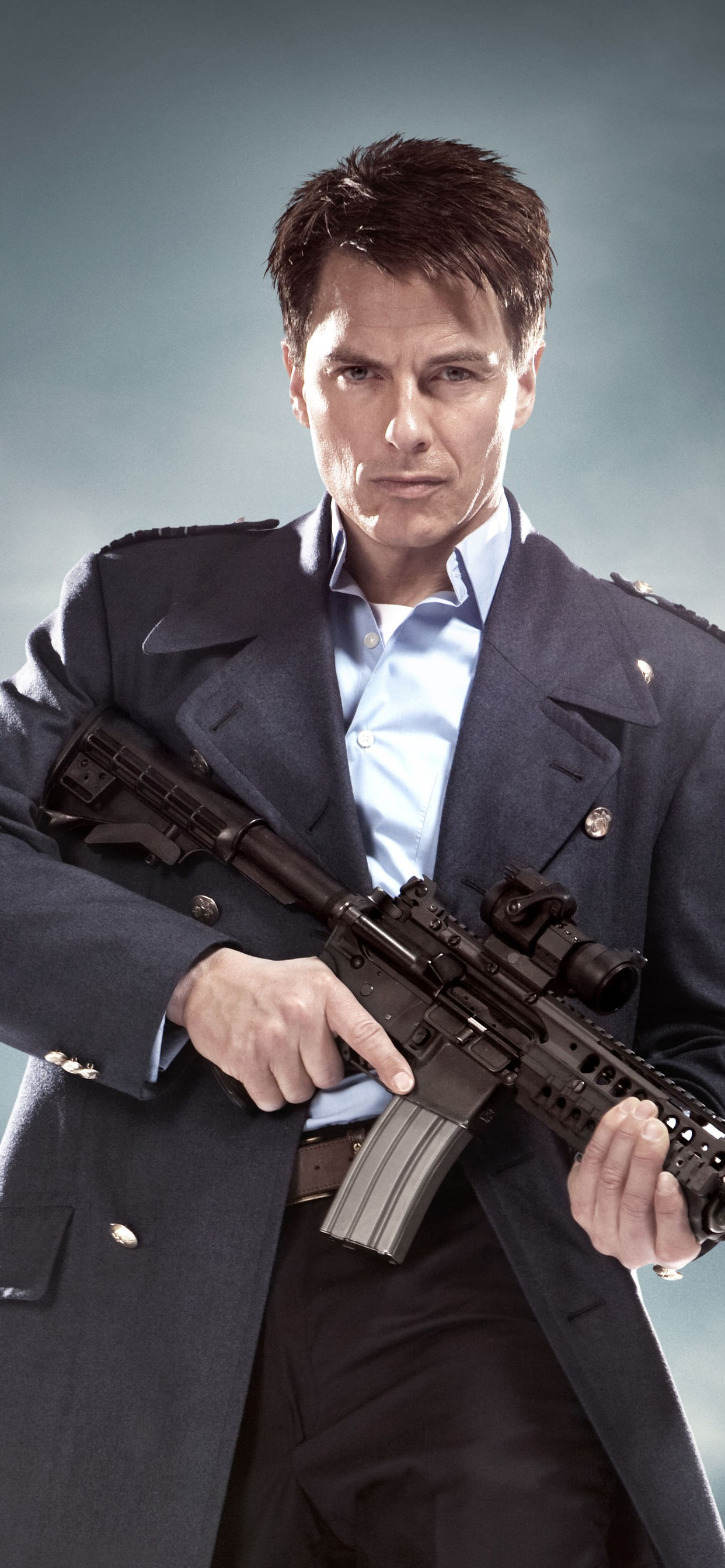 1242x2688 John Barrowman As Captain Jack Harkness In Torchwood Tv Show