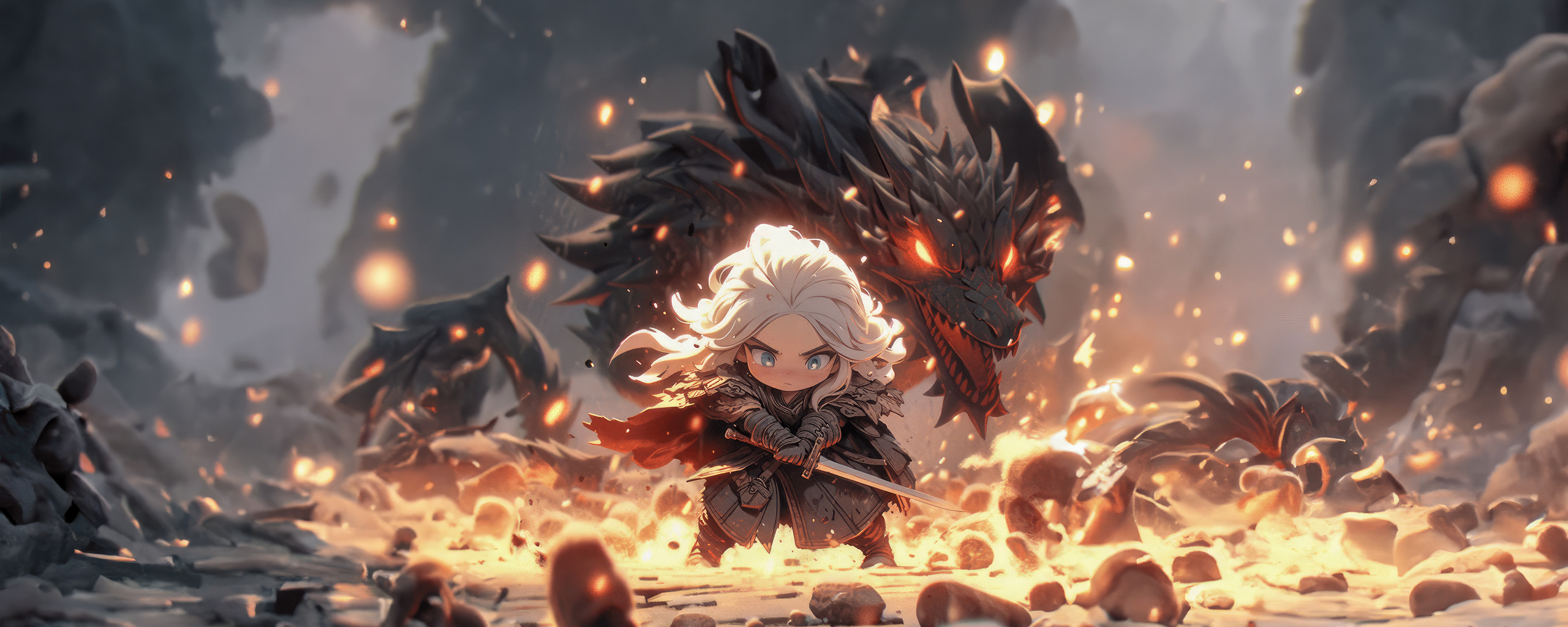 2560x1024 Khaleesi With Dragon Chibi 4k Wallpaper,2560x1024 Resolution ...