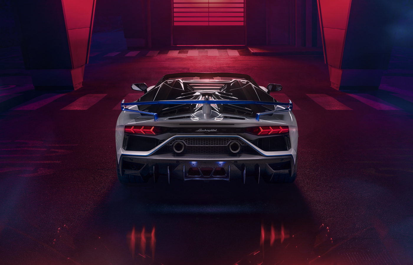 1400x900 Lamborghini Aventador SVJ Roadster Xago Edition Rear View ...
