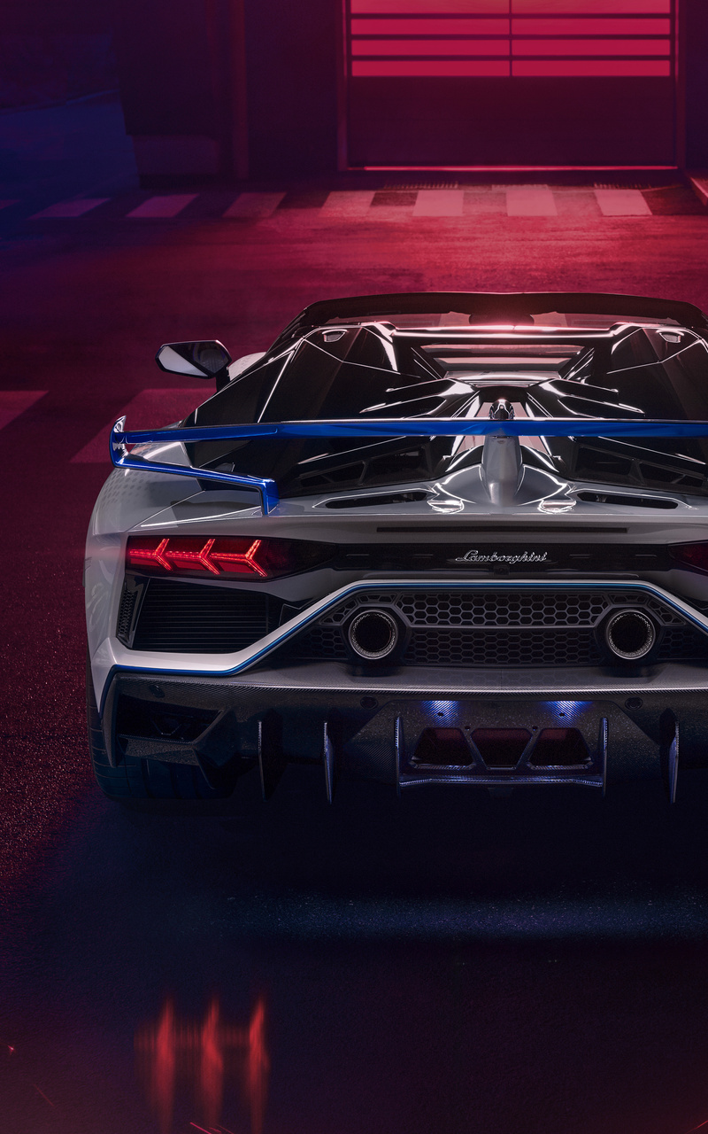 800x1280 Lamborghini Aventador SVJ Roadster Xago Edition Rear View ...