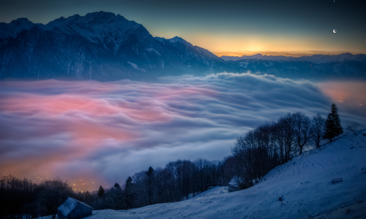 1280x768 Landscape Mist Snow Mountains Trees 4k 1280x768 Resolution HD ...