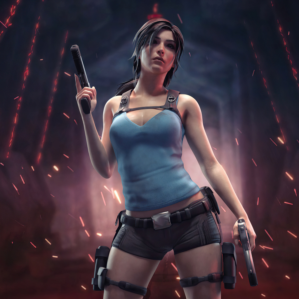 1024x1024 Lara Croft With Guns 4k 1024x1024 Resolution HD 4k Wallpapers ...