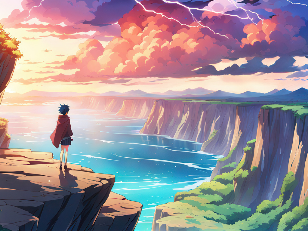 1024x768 Lightning Thunder Above Coastal Cliffs Wallpaper,1024x768 ...