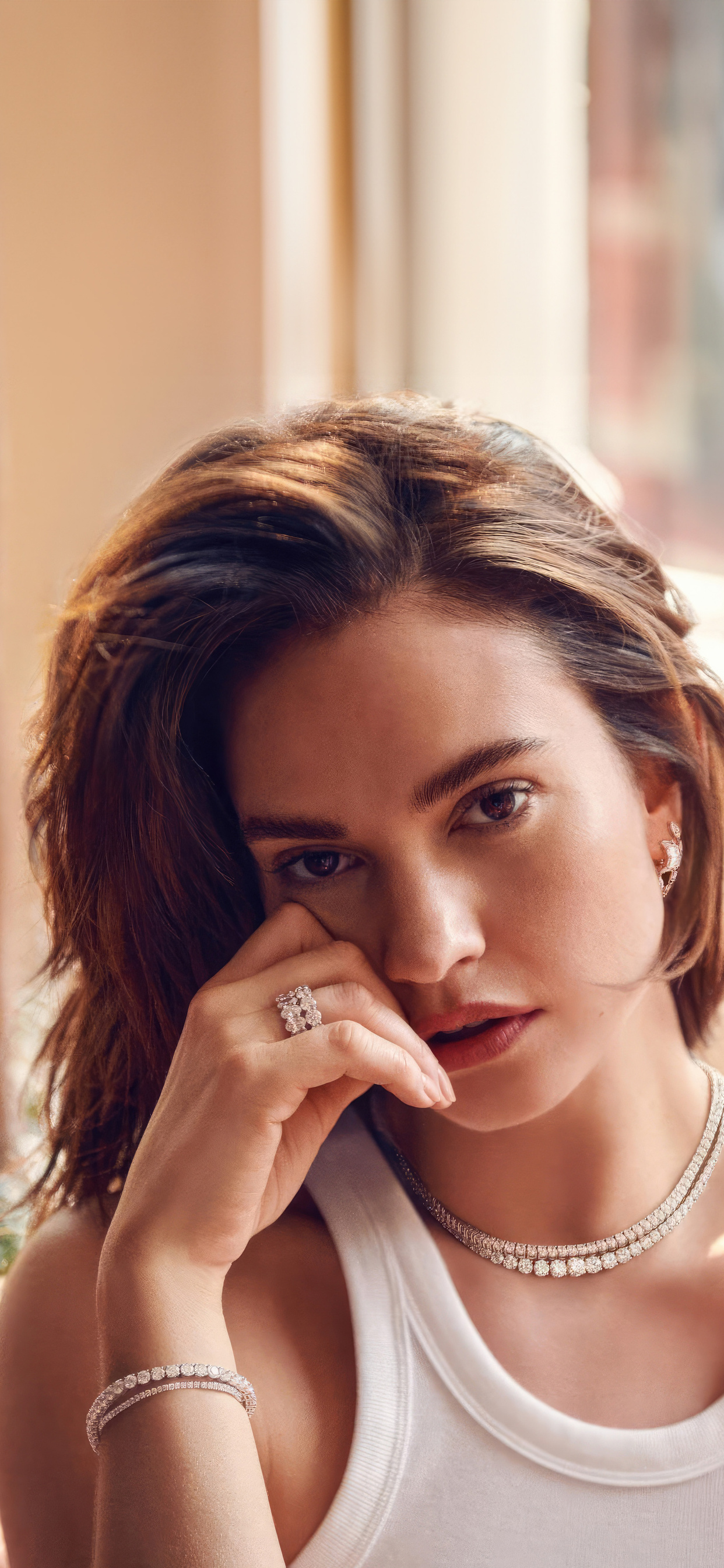 1242x2688 Lily James Only Natural Diamond 2023 4k Iphone XS MAX HD 4k ...