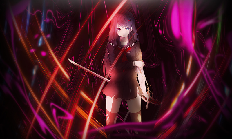 800x480 Little Upset Anime Girl With Sword 4k 800x480 Resolution HD 4k ...