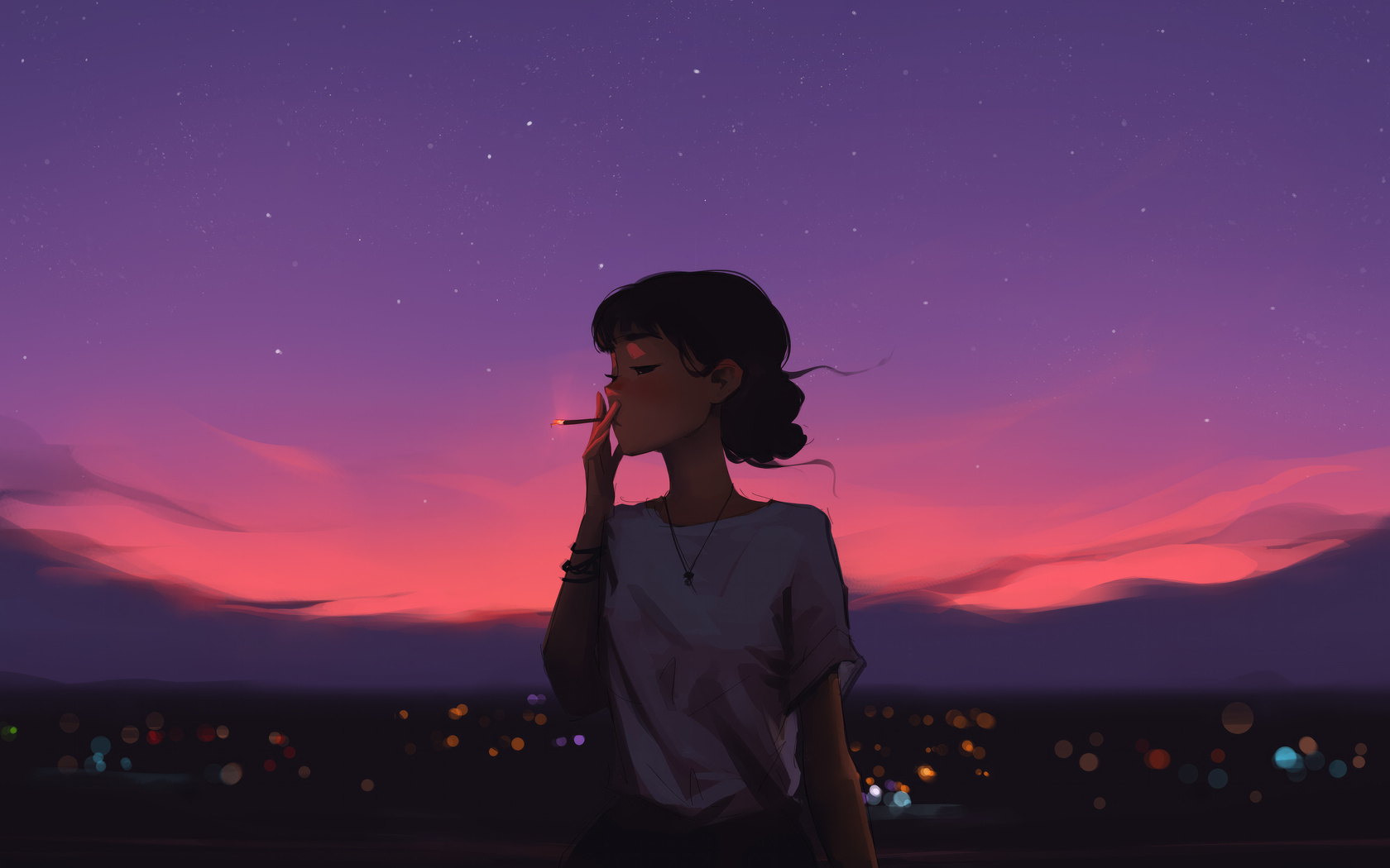 1680x1050 Lofi Girls Smoking Evening And Chillin Wallpaper,1680x1050 ...