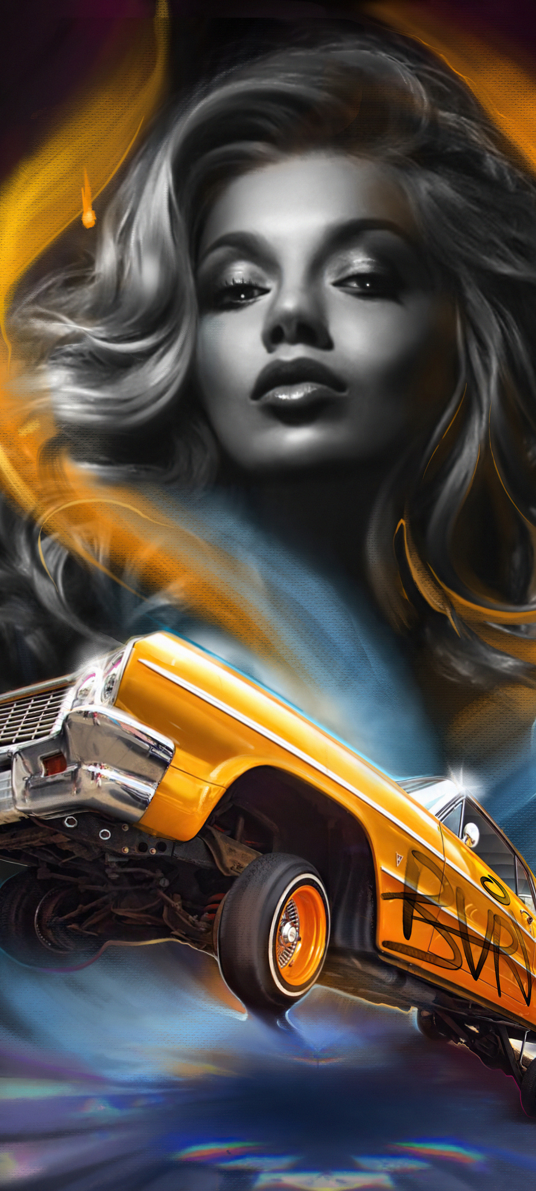 1080x2400 Lowrider Girl Chevy Art Google Pixel 7 ,HD 4k Wallpapers ...