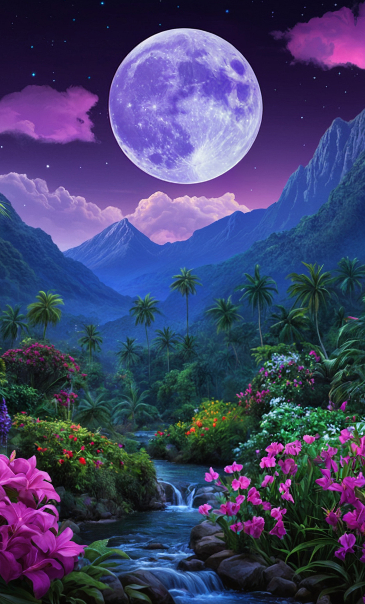 1280x2120 Lunar Bloom Jungle Under The Moonlight iPhone 6+ ,HD 4k ...