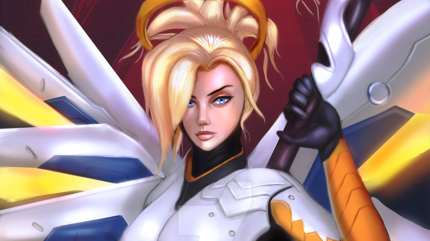 1366x768 Mercy Overwatch Digital Work Laptop HD ,HD 4k Wallpapers ...