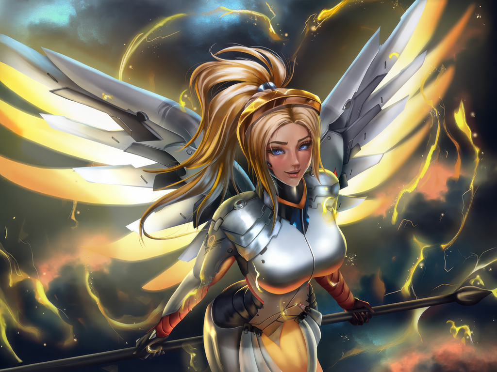 1024x768 Mercy Overwatch Fearless Guardian Wallpaper,1024x768 ...