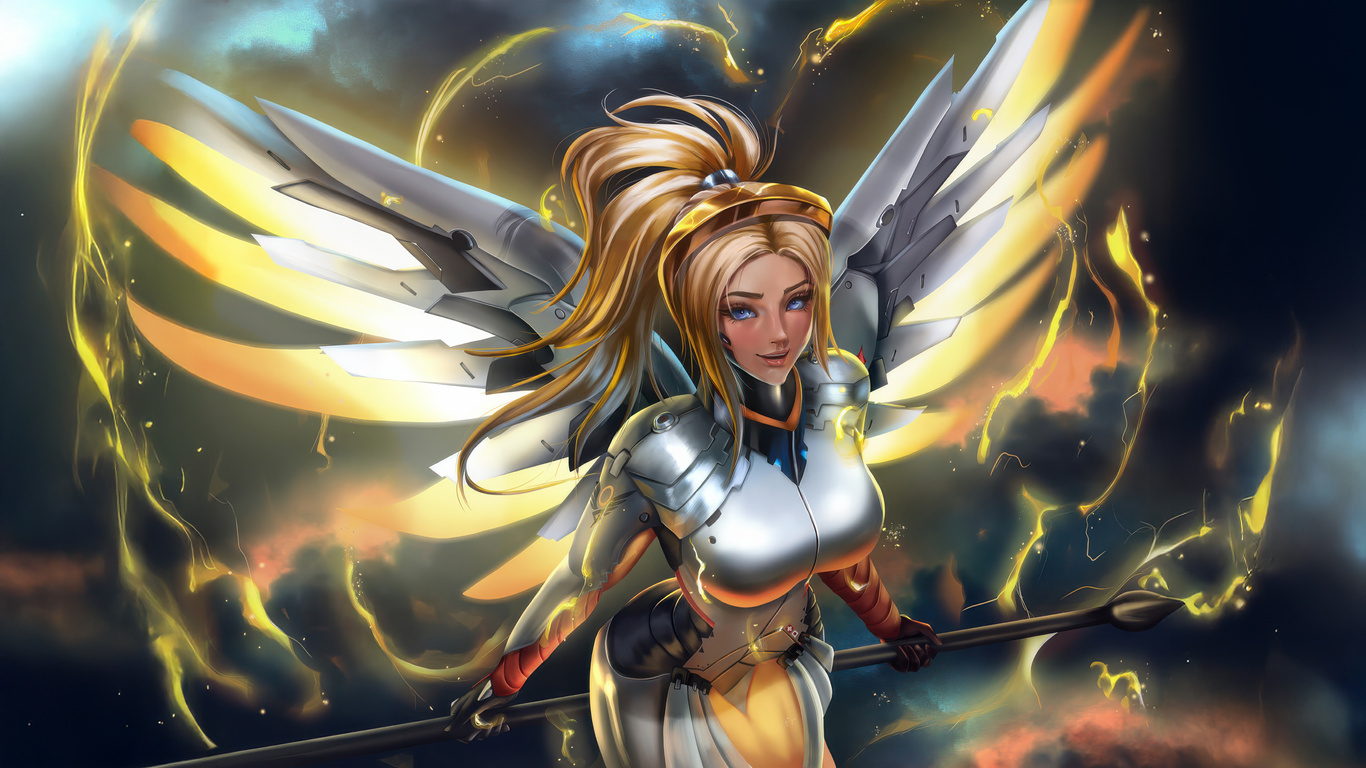 1366x768 Mercy Overwatch Fearless Guardian Laptop HD ,HD 4k Wallpapers ...