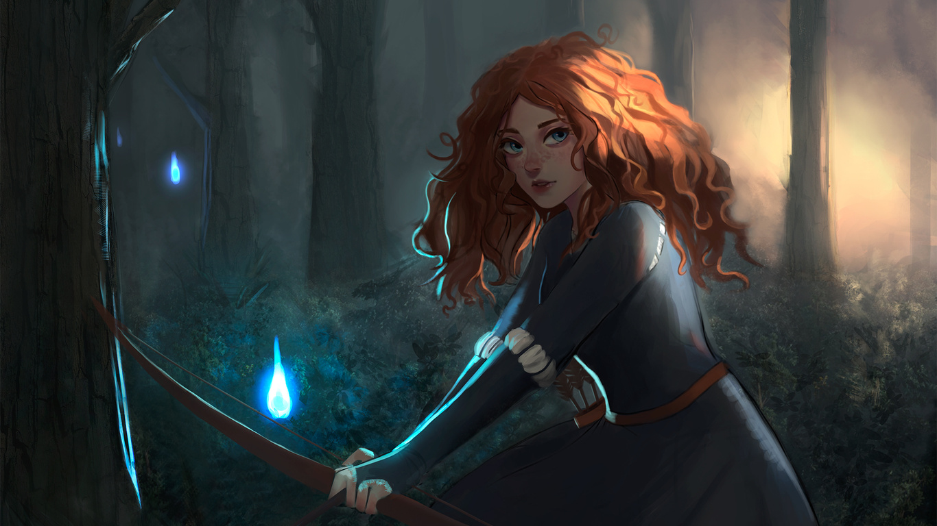 1366x768 Merida Brave Movie Artwork Laptop HD ,HD 4k Wallpapers,Images ...