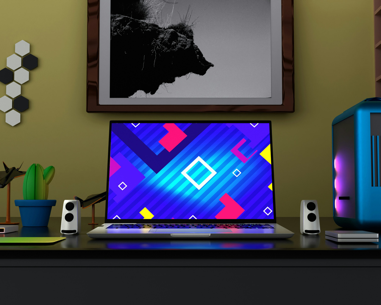 1280x1024 Modern Gaming Setup With Vibrant Display Wallpaper,1280x1024 ...