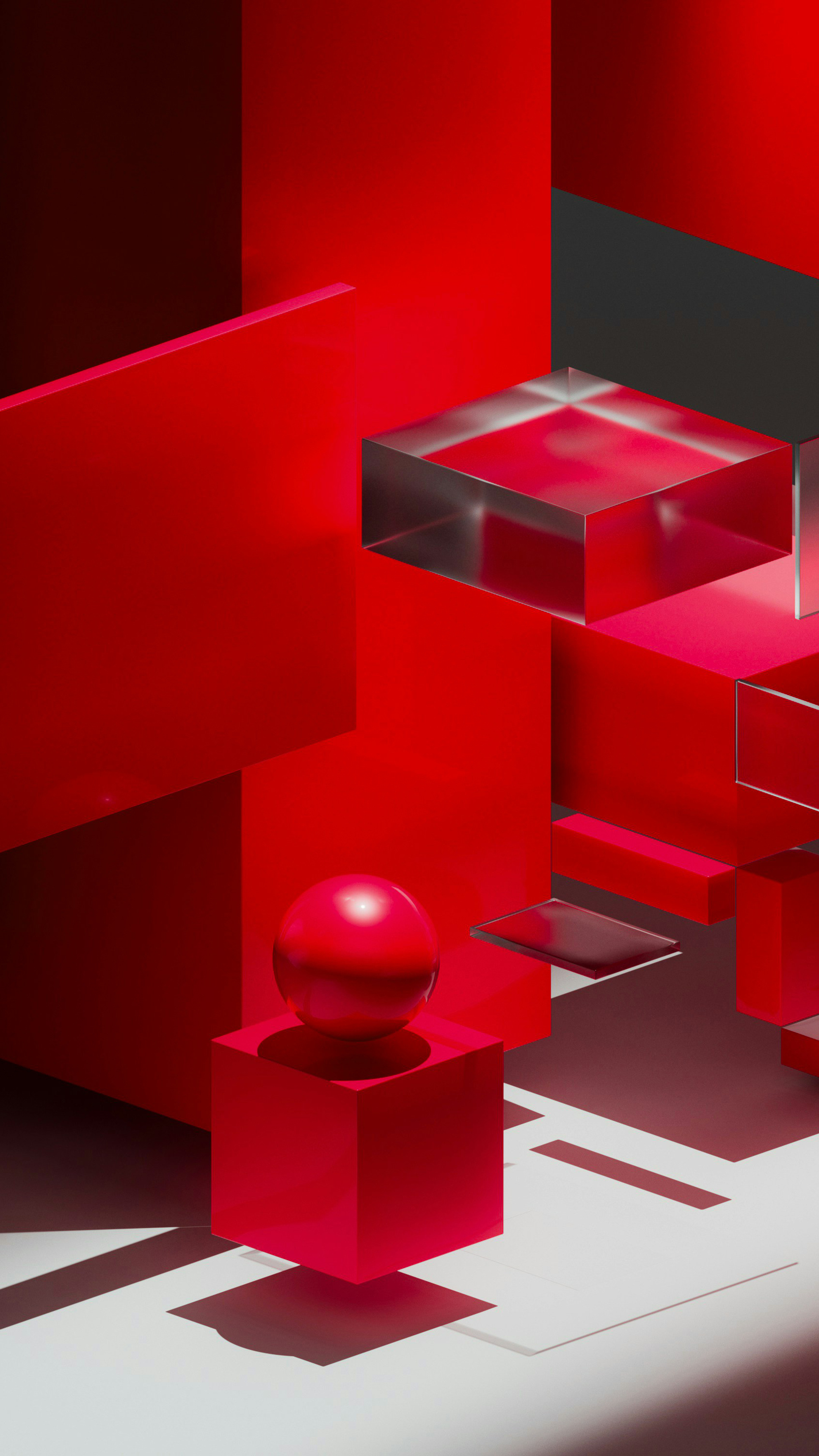 2160x3840 Modern Red Abstract 3d Shapes Sony Xperia X,XZ,Z5 Premium ,HD ...