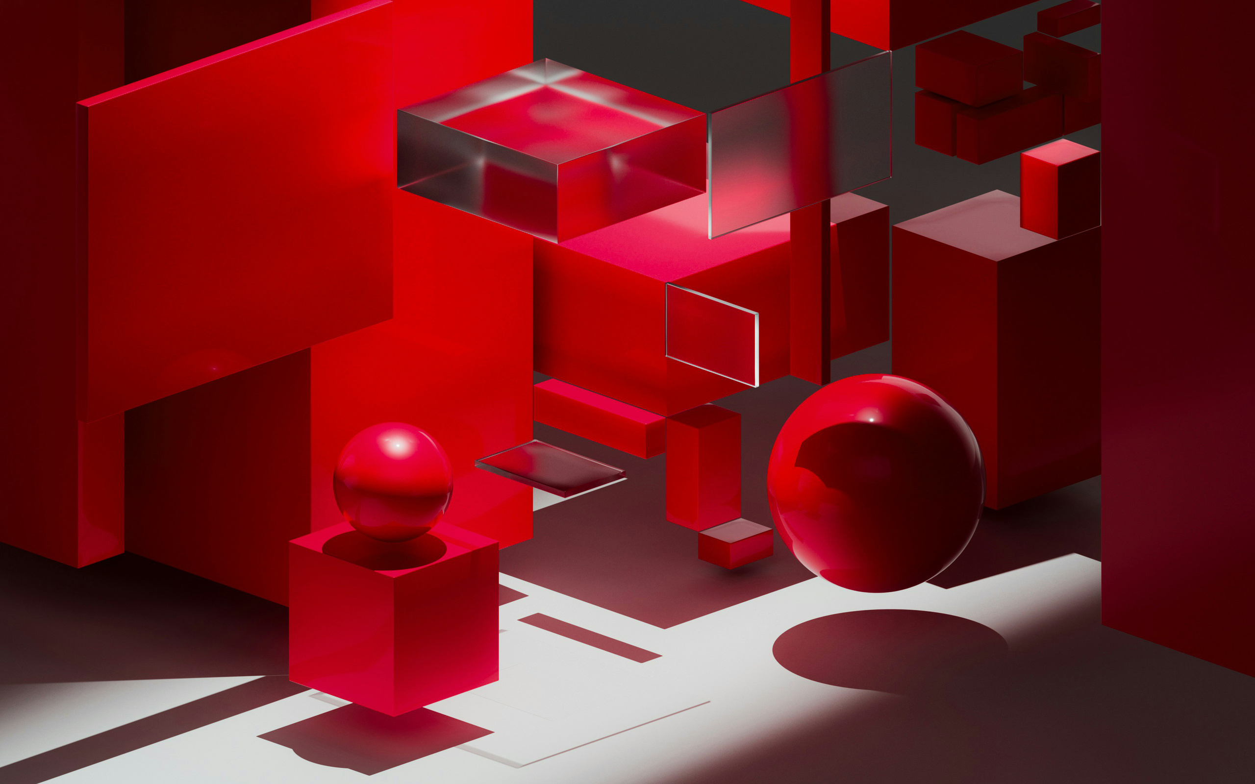 2560x1600 Modern Red Abstract 3d Shapes Wallpaper,2560x1600 Resolution ...