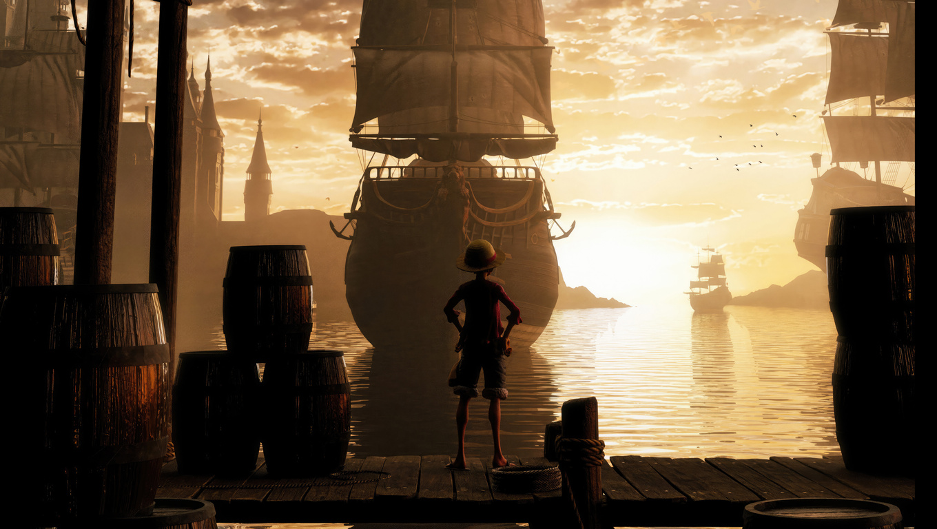 1360x768 Monkey D Luffy Standing In Front Of Going Merry Boat Laptop HD ...