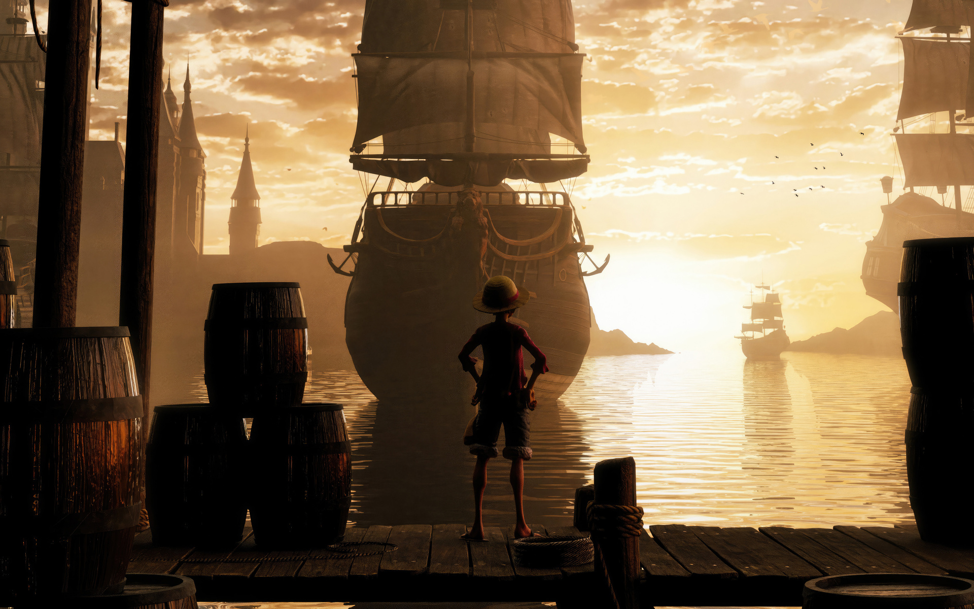 1920x1200 Monkey D Luffy Standing In Front Of Going Merry Boat 1080P ...