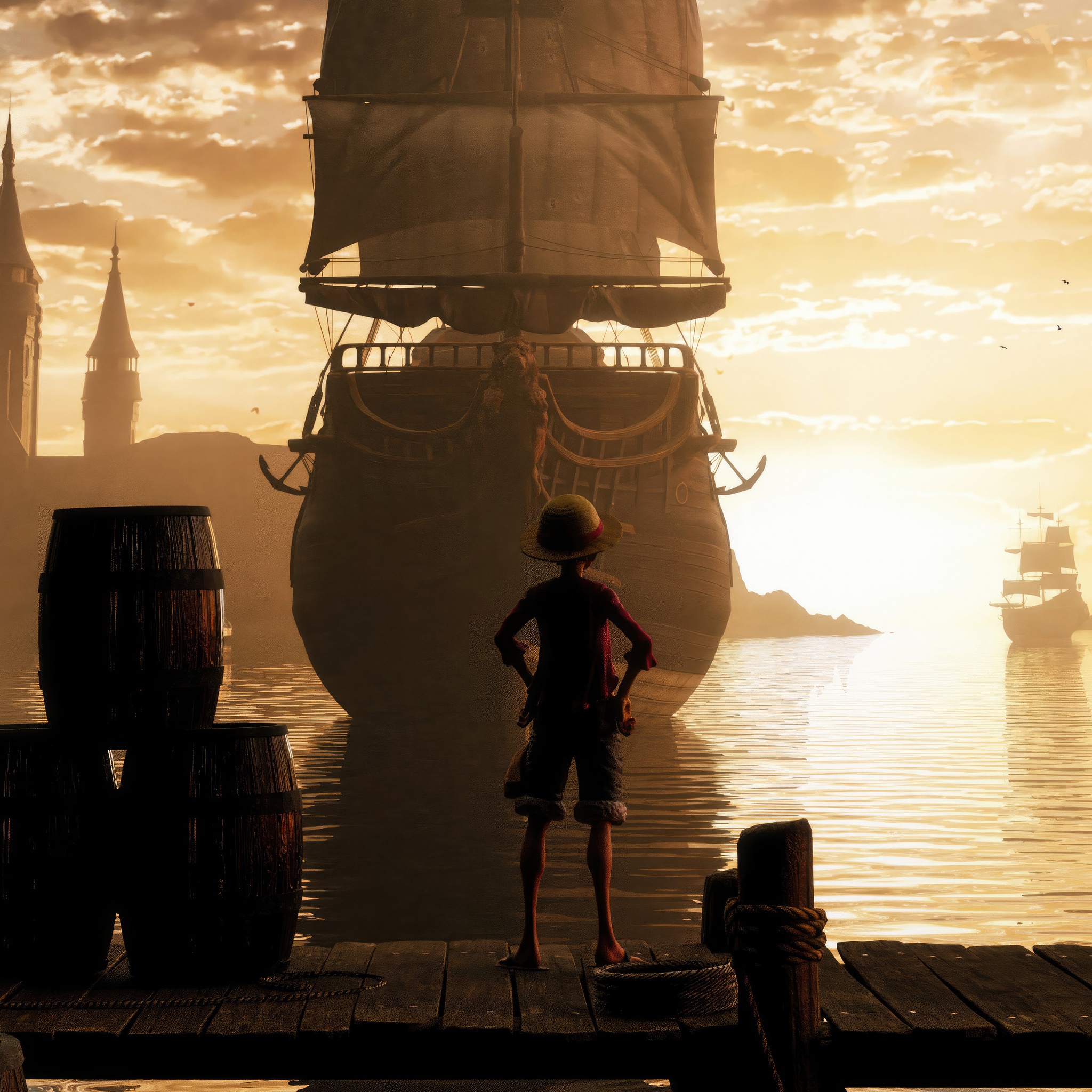 2048x2048 Monkey D Luffy Standing In Front Of Going Merry Boat Ipad Air ...