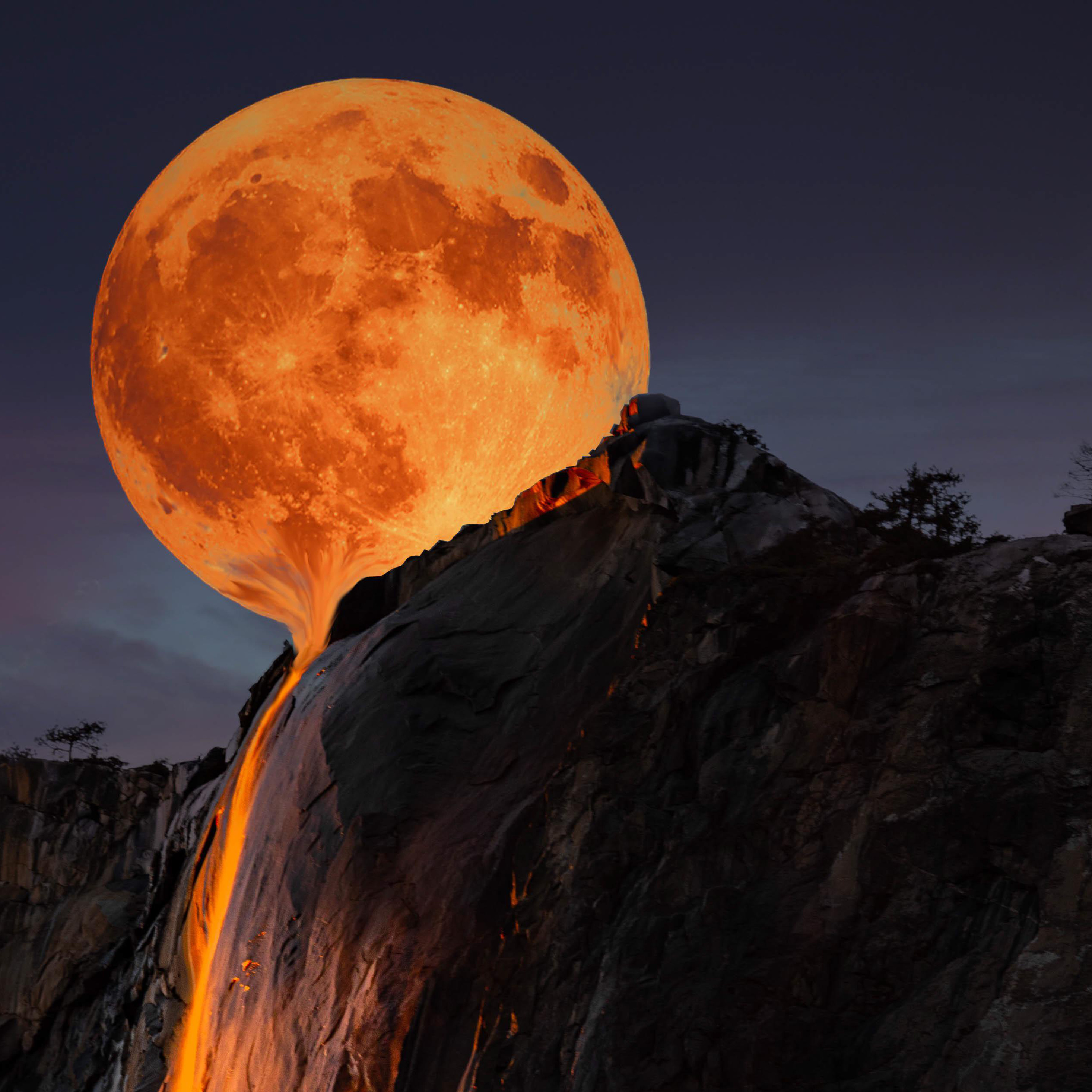 2932x2932 Moon Horsetail Falls Yosemite National Park 5k Ipad Pro ...