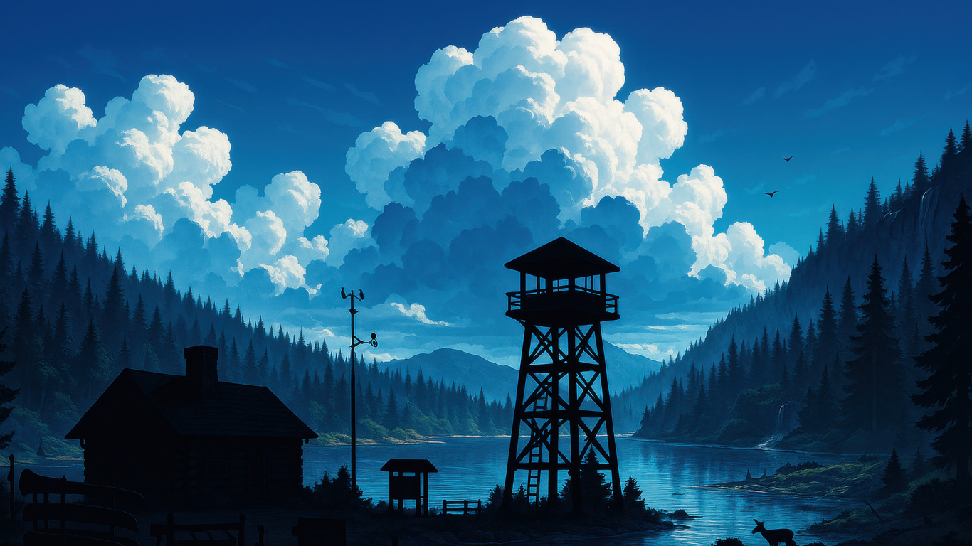 1366x768 Mountain Lake Watchtower Laptop HD ,HD 4k Wallpapers,Images ...