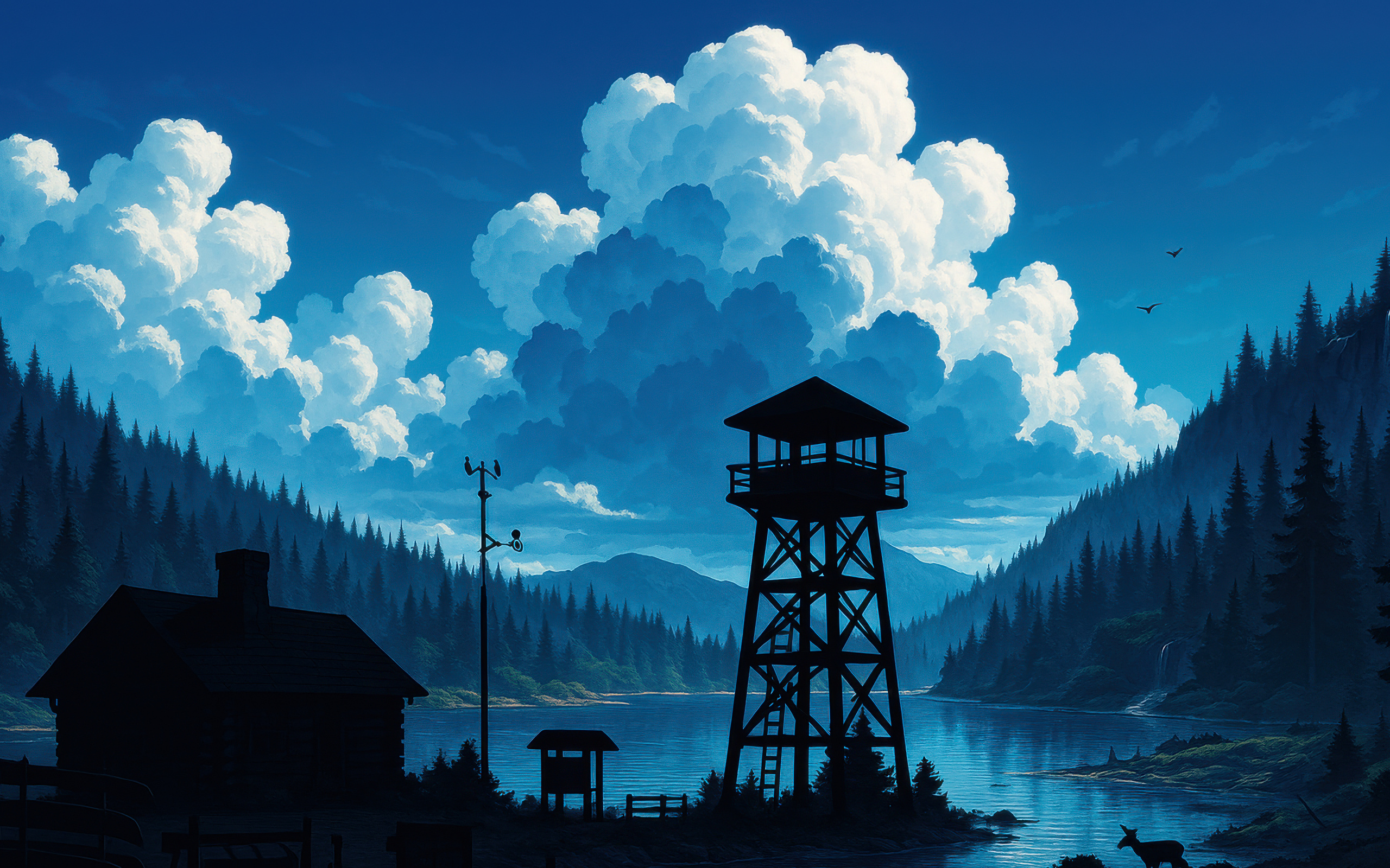 2560x1600 Mountain Lake Watchtower Wallpaper,2560x1600 Resolution HD 4k ...