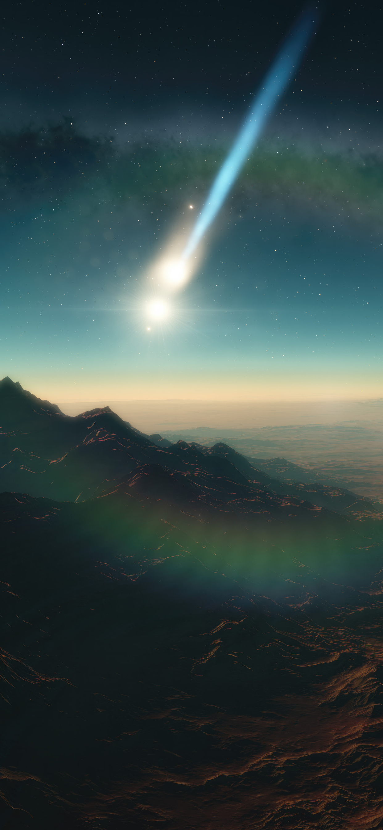 1242x2688 Mountains Sunset And A Comet In The Sky 5k Iphone XS MAX HD ...