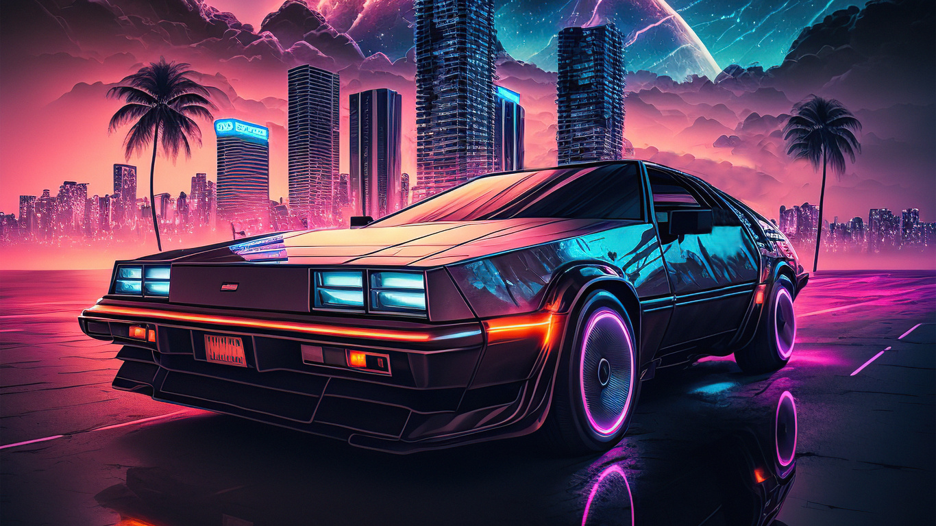 1366x768 Neon 80s Ride Laptop HD ,HD 4k Wallpapers,Images,Backgrounds,Photos and Pictures