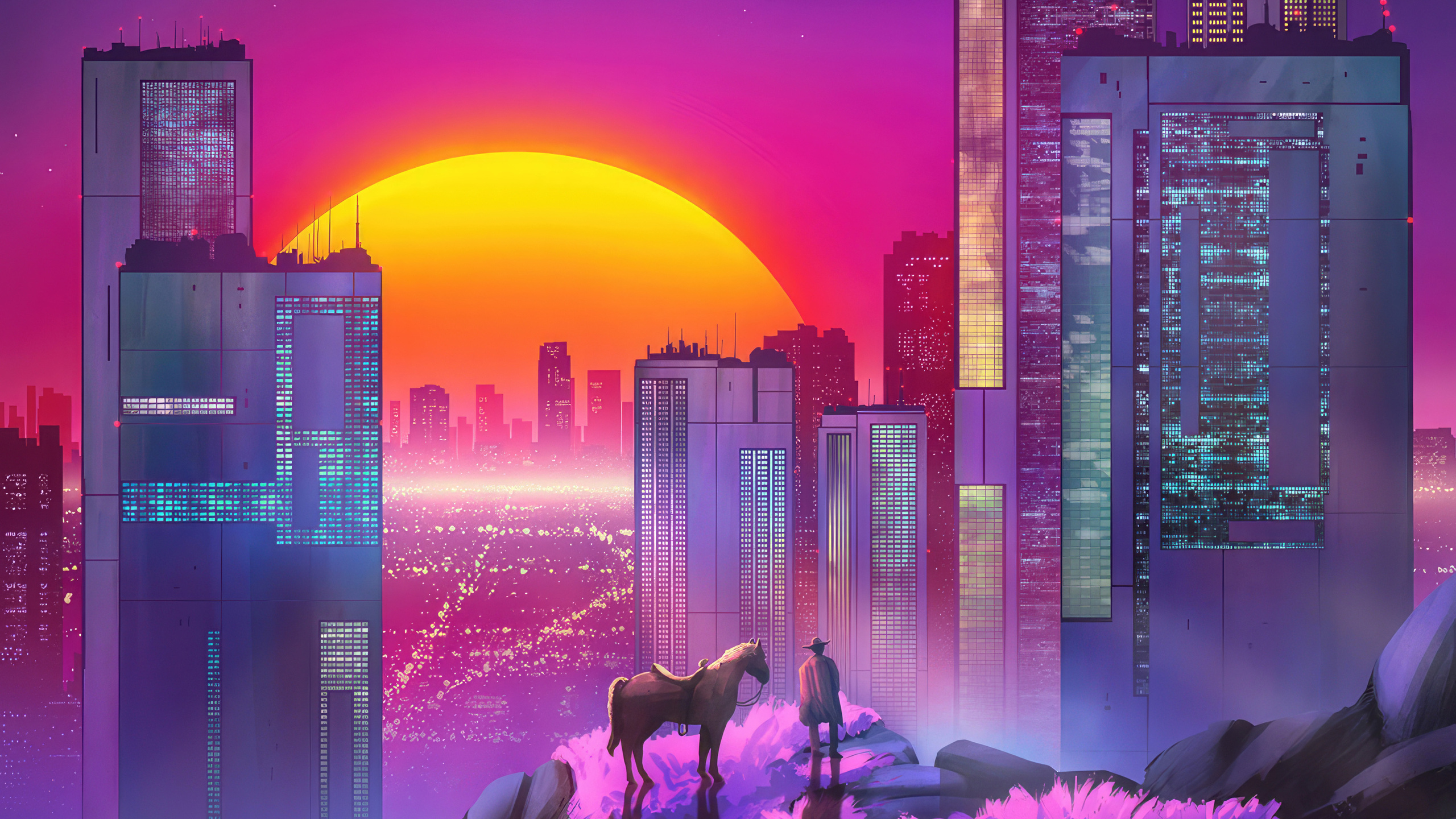 2560x1440 Neon Cowboy Retrowave 4k 1440P Resolution ,HD 4k Wallpapers ...