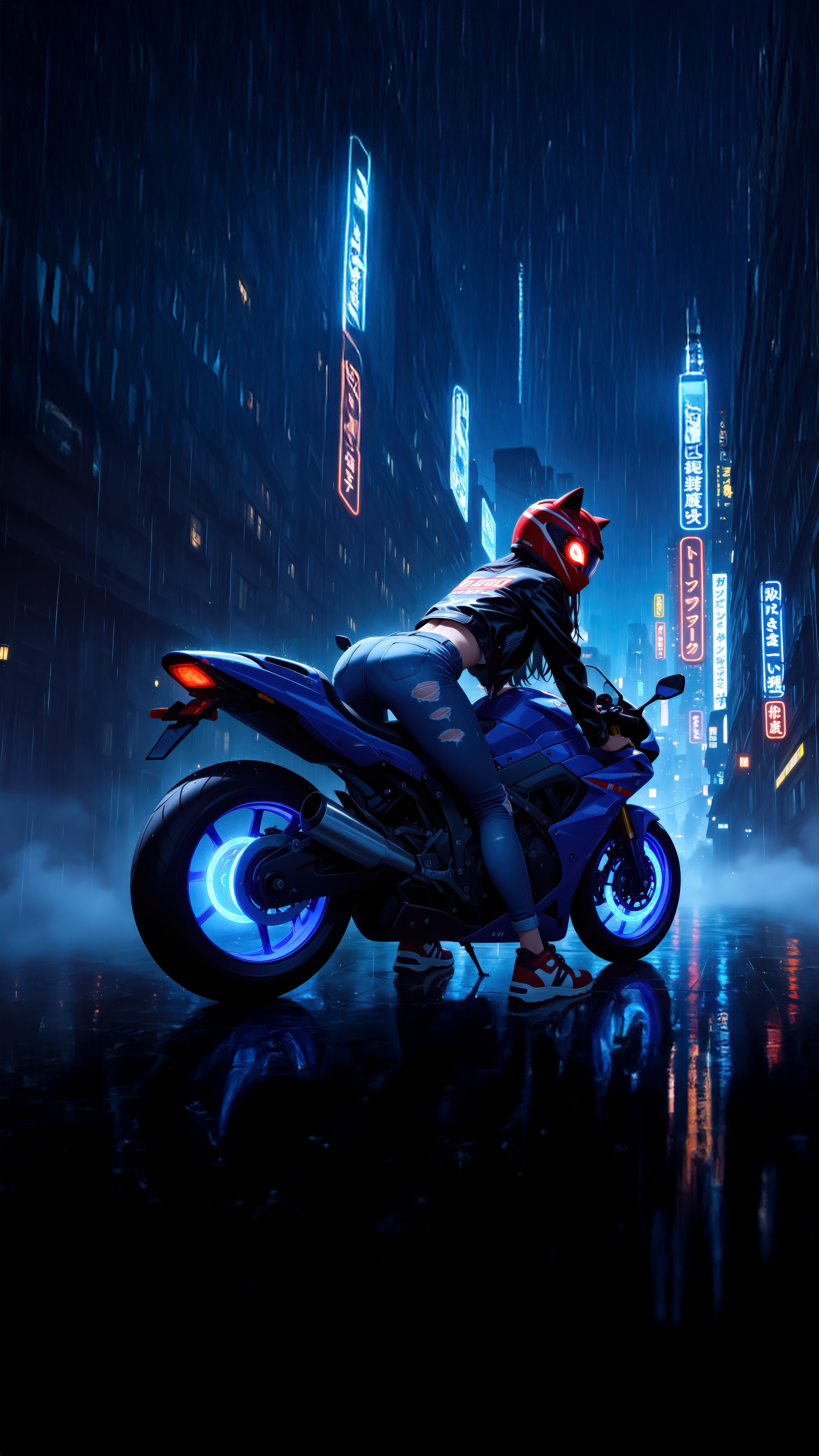 2160x3840 Neon Cyberpunk Bike Girl Raw And Powerful Sony Xperia X,XZ,Z5 ...