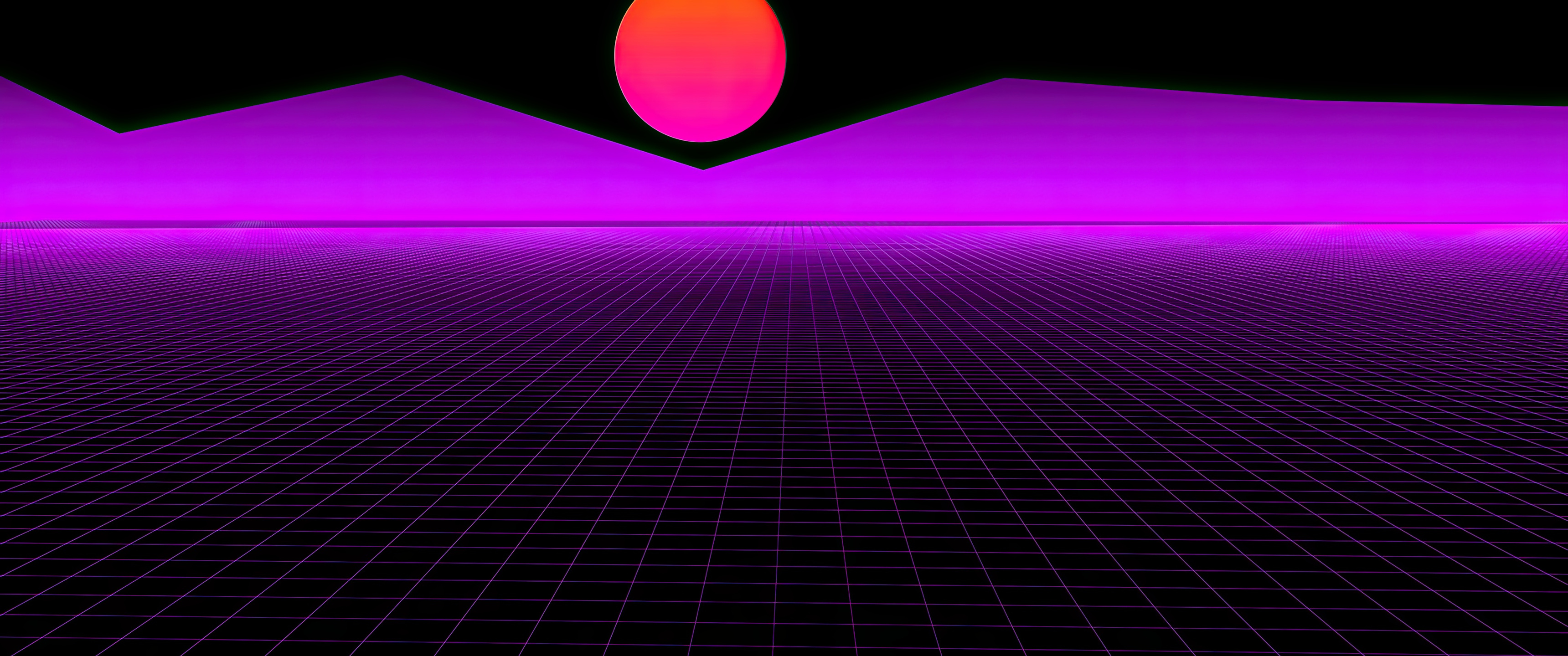 3440x1440 Neon Horizons A Synthwave Sunset In Purple Hues UltraWide ...